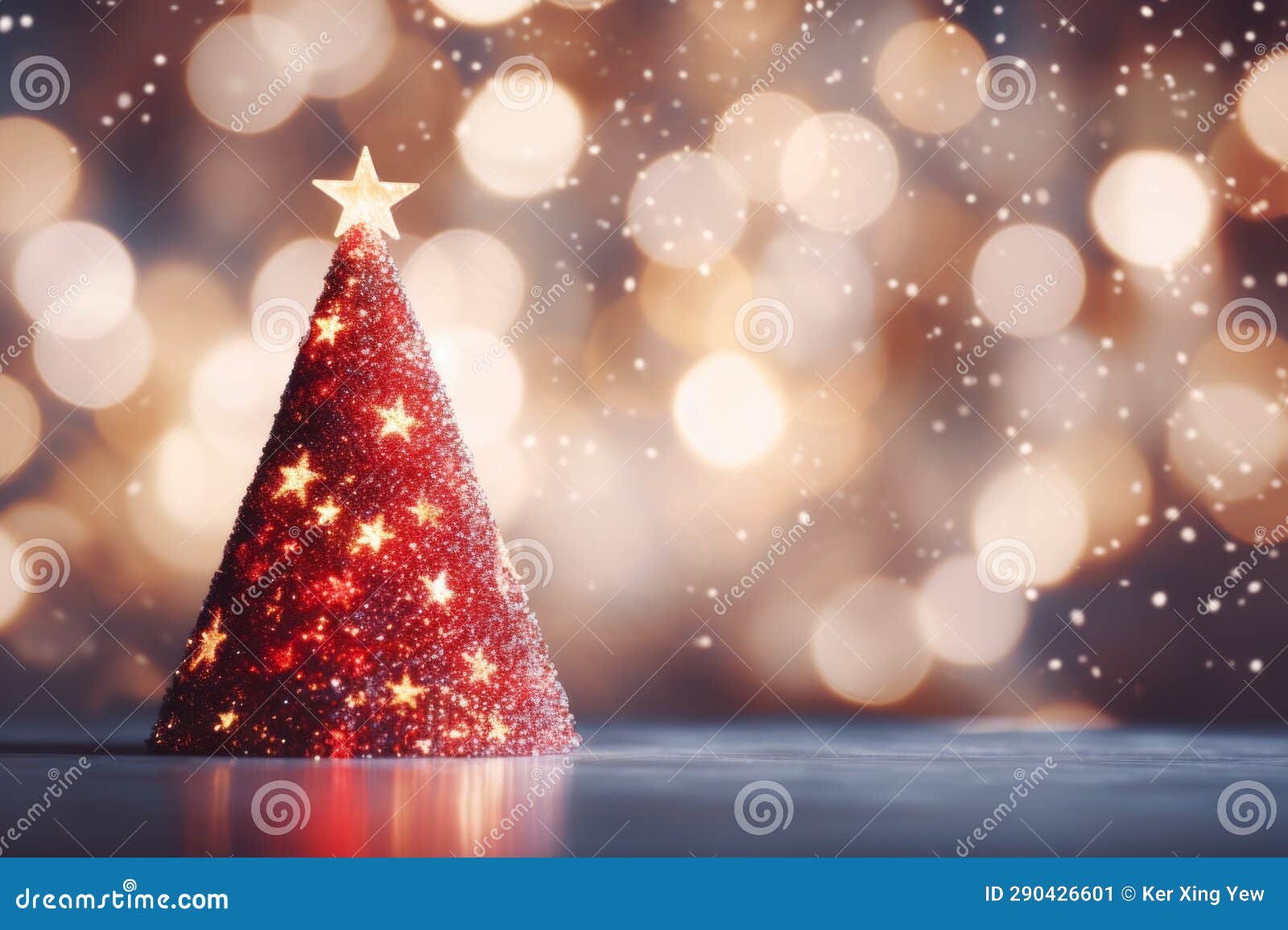 Red Christmas Tree on a Shiny Surface Stock Illustration - Illustration ...