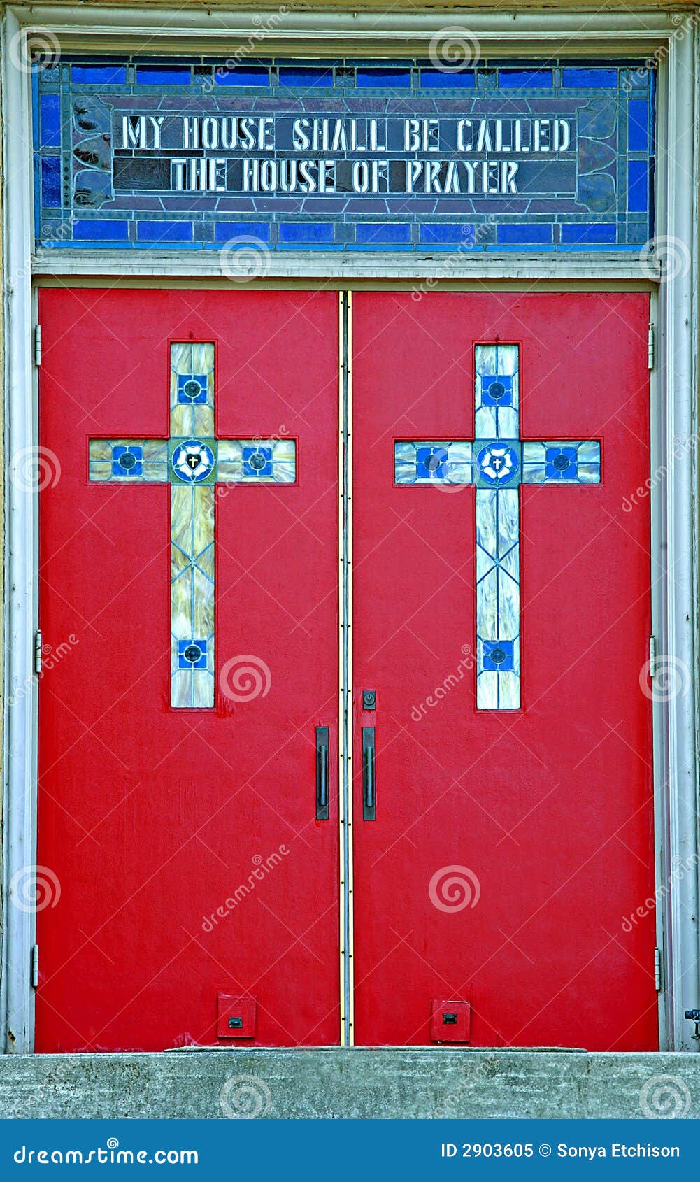 Red Church Doors stock image. Image of cross, church, christian - 2903605