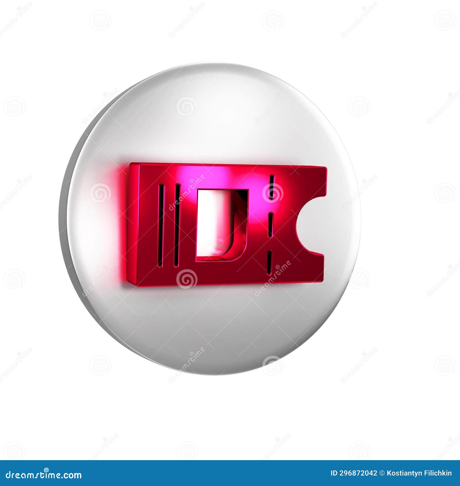 Red Cinema Ticket Icon Isolated on Transparent Background. Silver ...