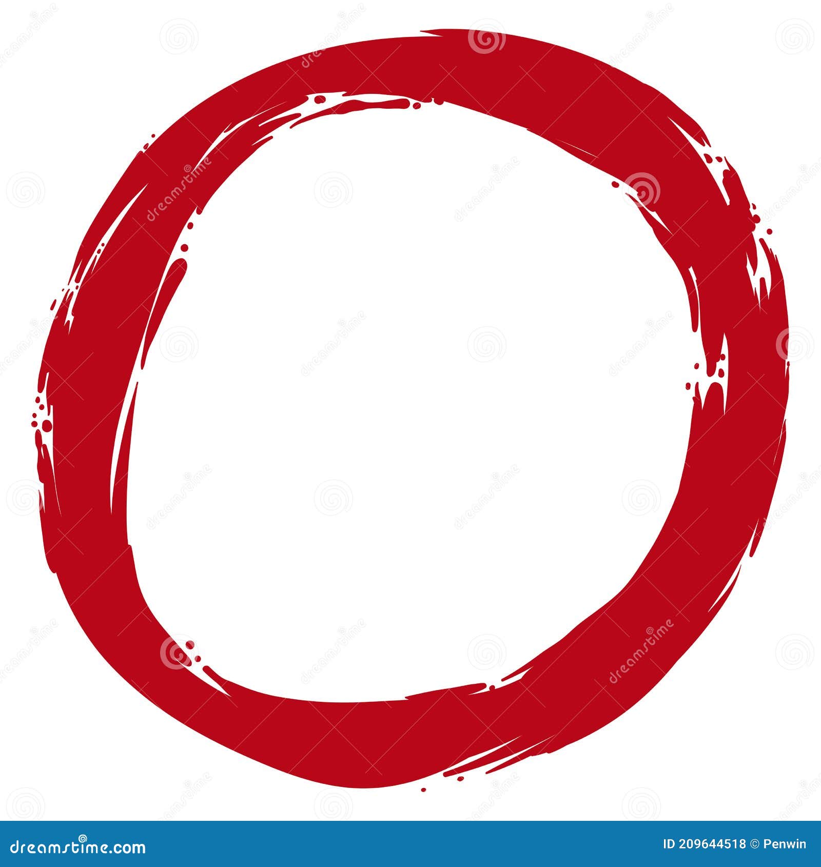 Red Circle in Brush Stroke Style Over White Background, Vector ...