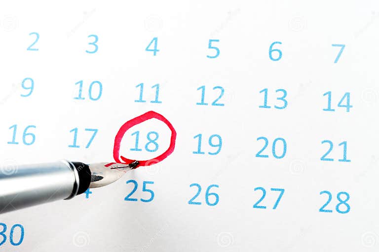 Red circle on calendar stock image. Image of page, message - 32208645