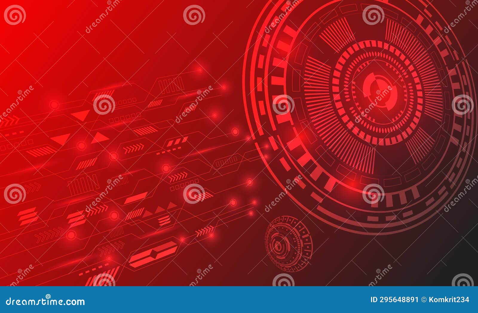 Red Circle Circuit Networking High Tech Technology Abstract Background ...