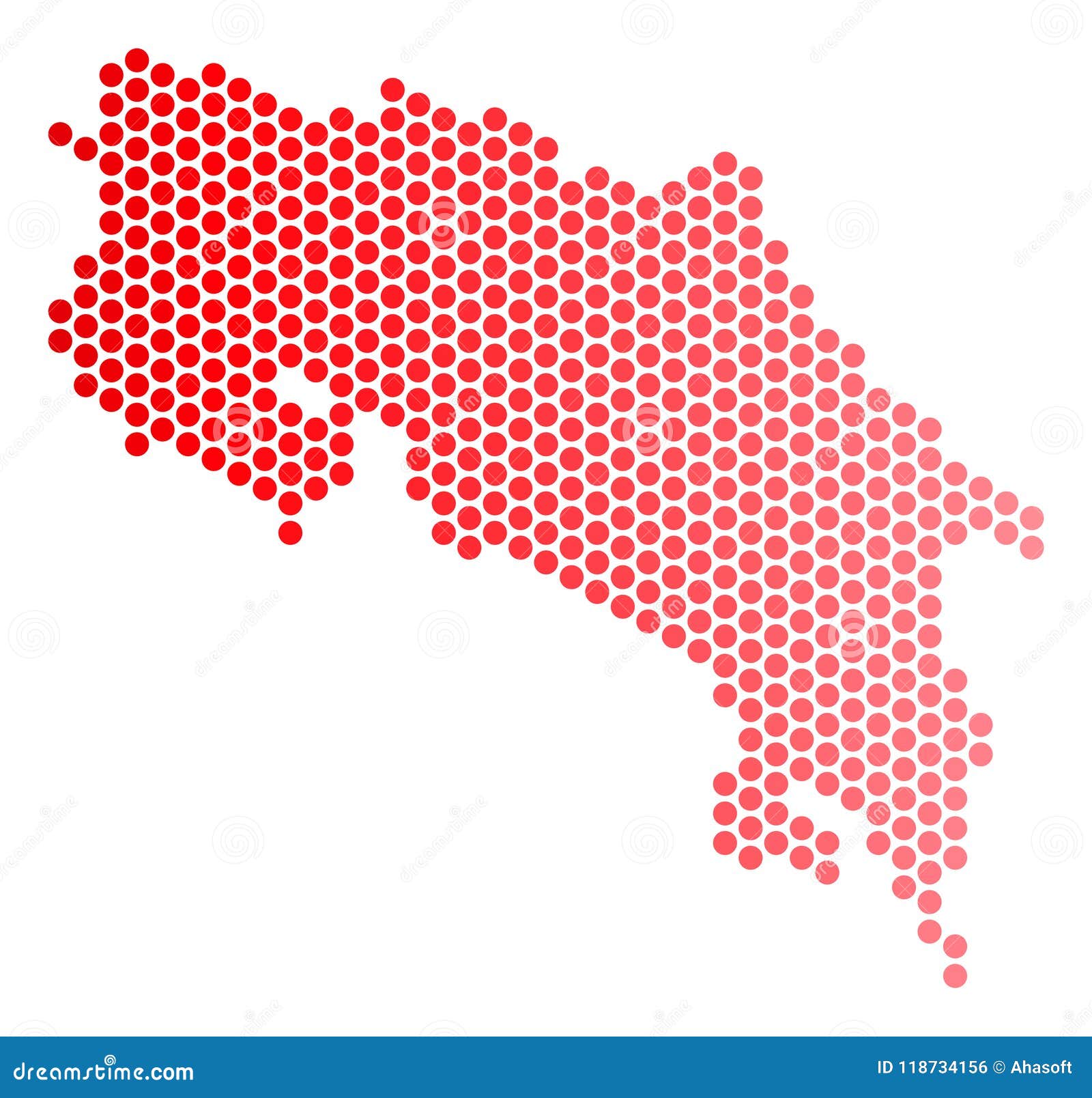 Red Dotted Costa Rica Map stock vector. Illustration of gradient ...
