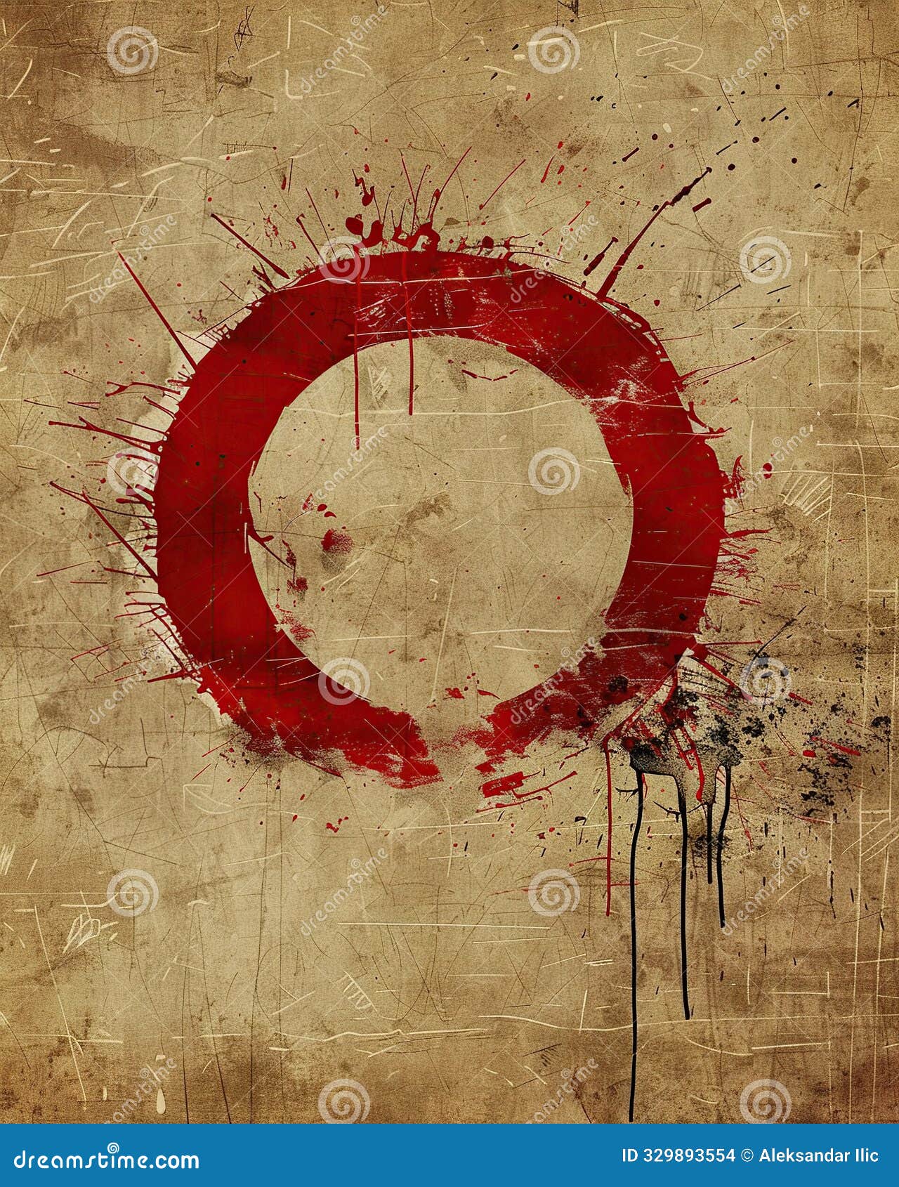 Red Circle Drawing in Ink with Dripping Paint. Ai Generative Stock ...