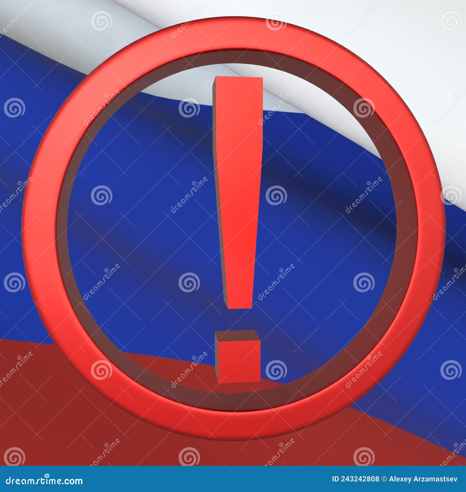 Red Circle with an Exclamation Point on the Background of the Russian ...