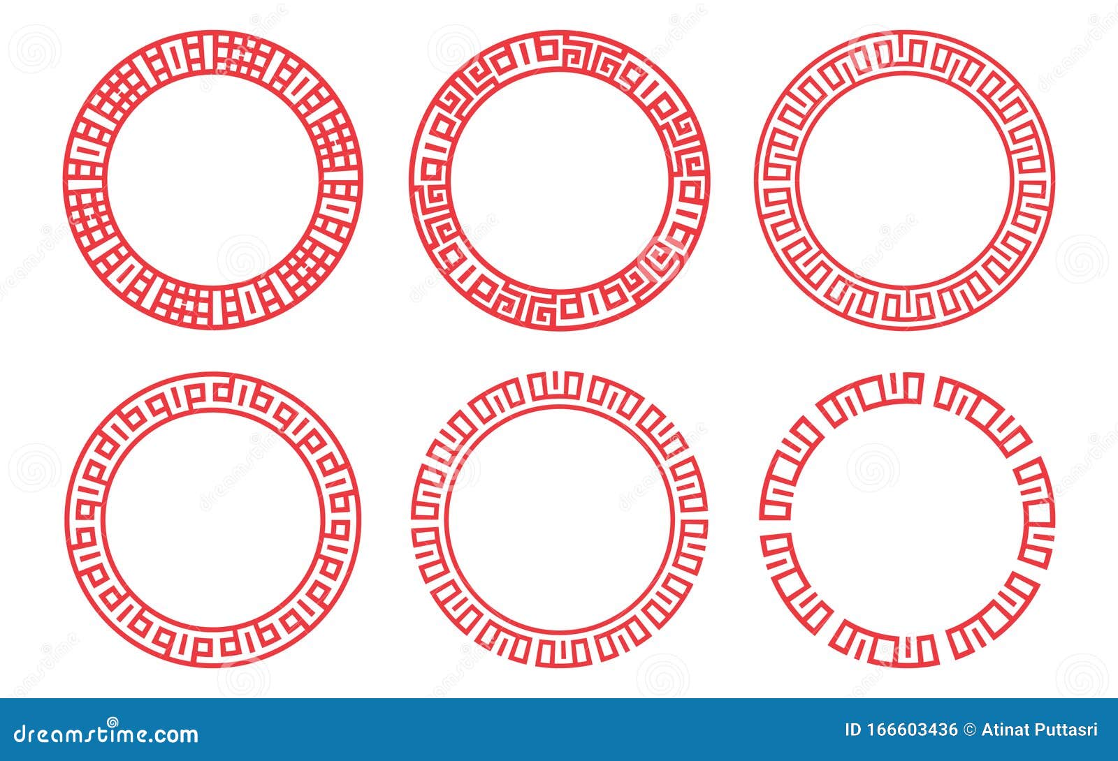 Red Circle Frame Pattern Chinese Set Stock Vector - Illustration of ...