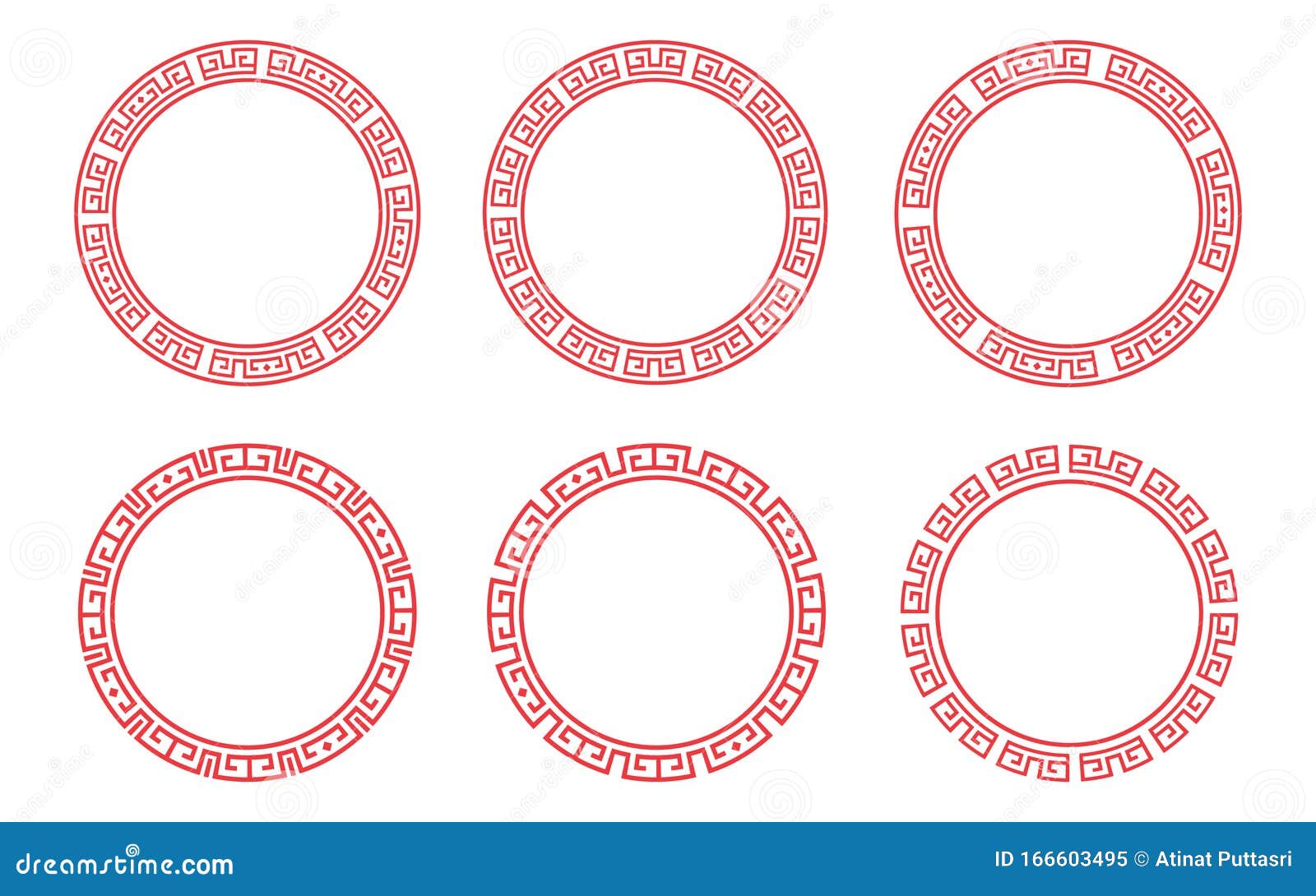 Red Circle Frame Pattern Chinese Set Stock Vector - Illustration of ...