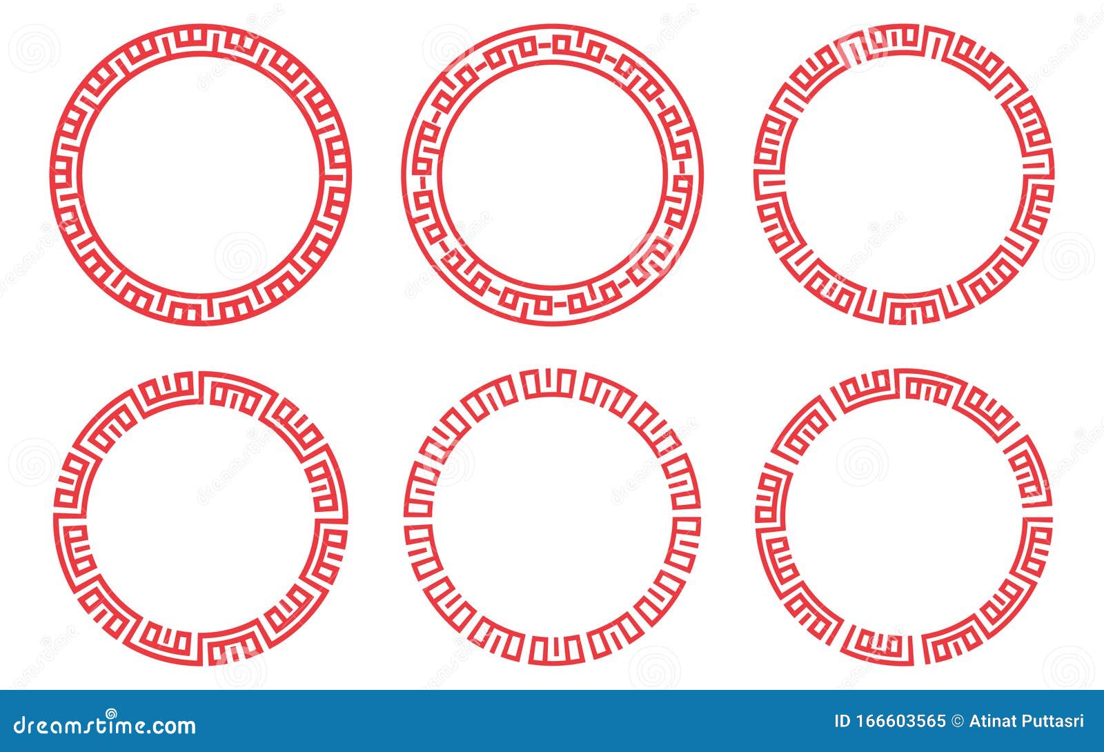 Red Circle Frame Pattern Chinese Set Stock Vector - Illustration of ...