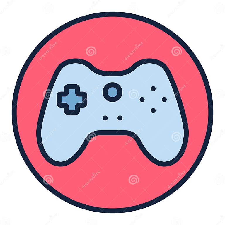 Red Circle with Game Controller Vector Gamepad Colored Icon or Sign ...