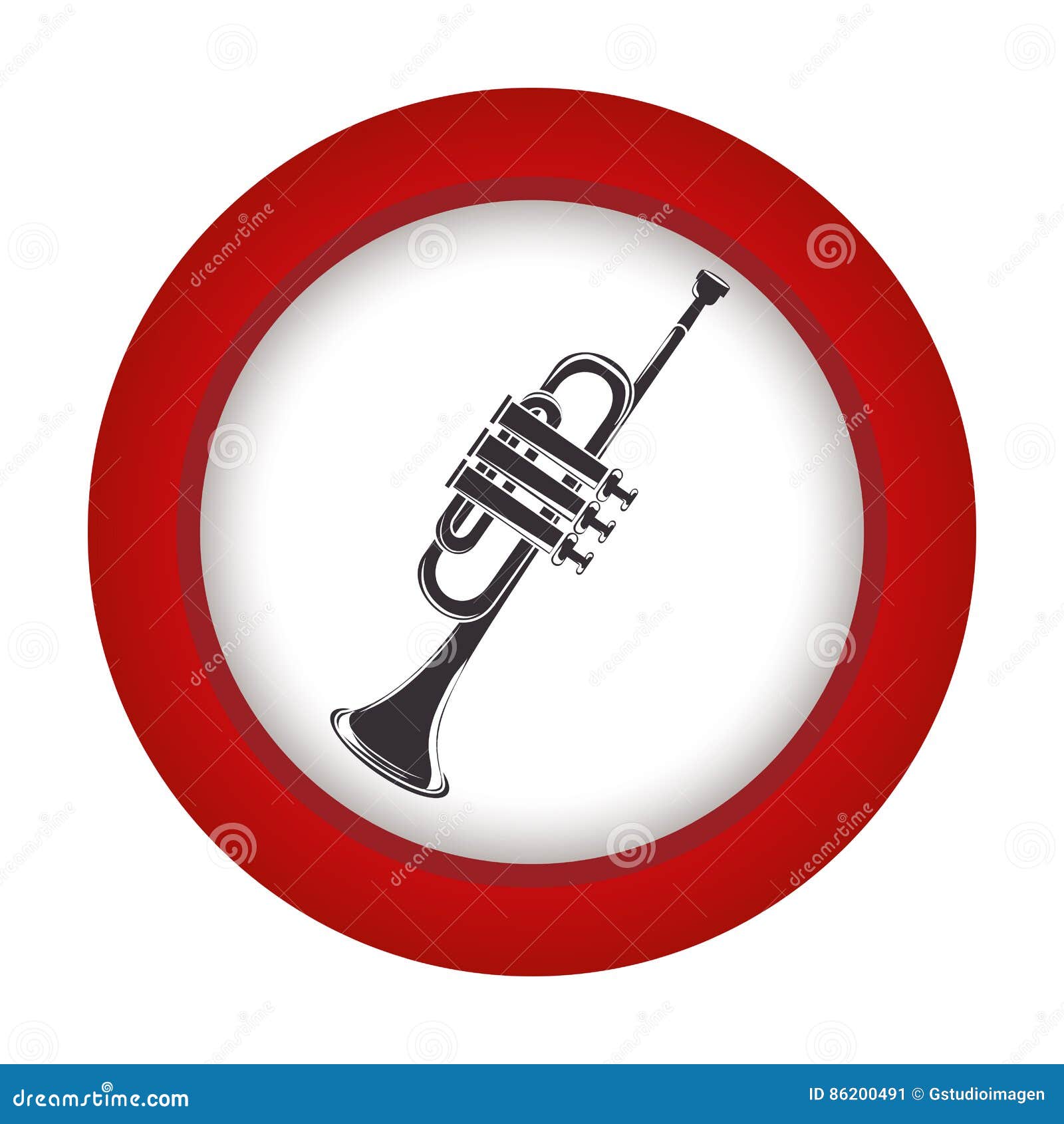 Red Circle with Gray Trumpet Stock Vector - Illustration of circle ...