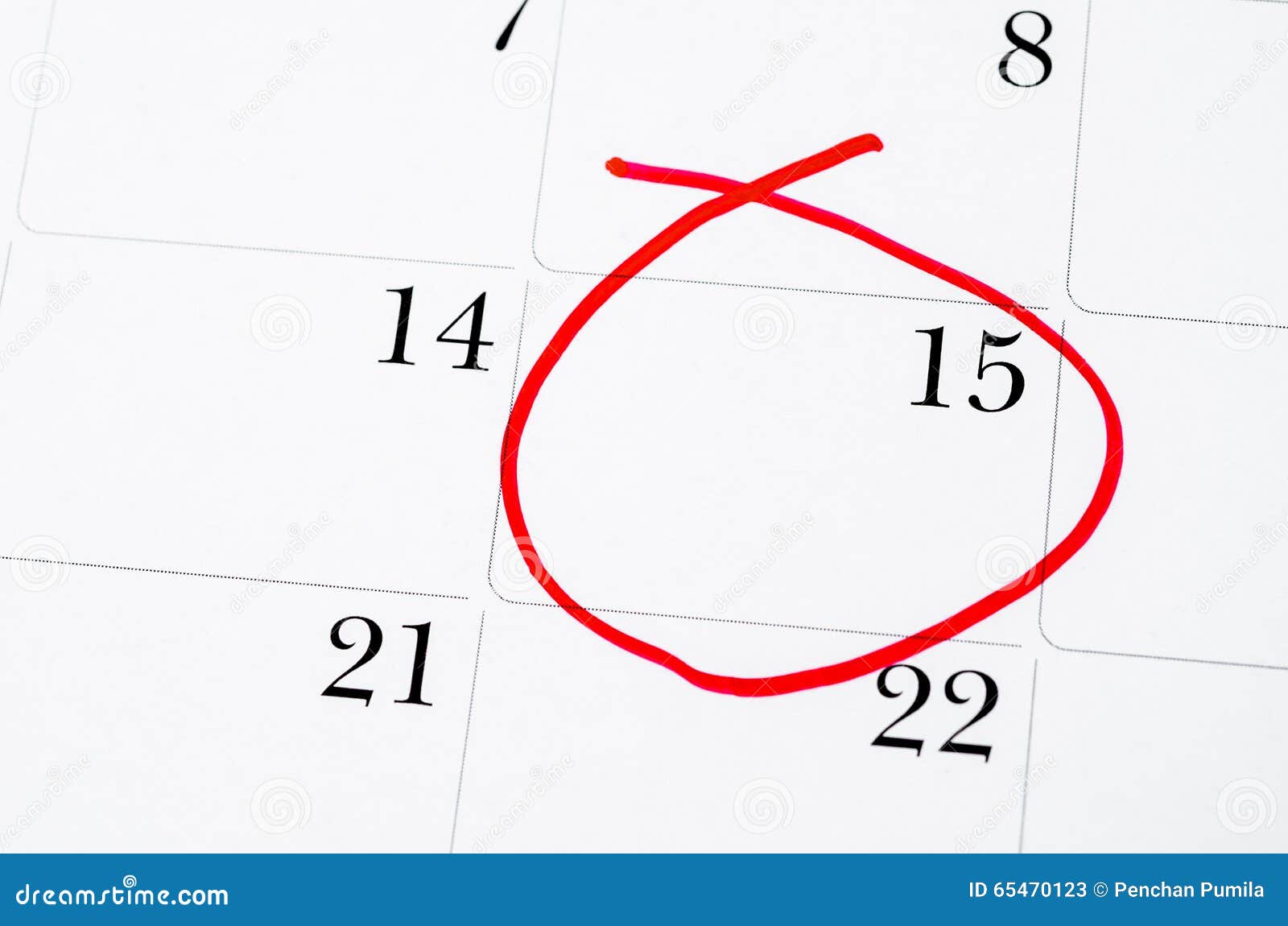 Red Circle. Mark on the Calendar at 15th. Stock Image - Image of ...
