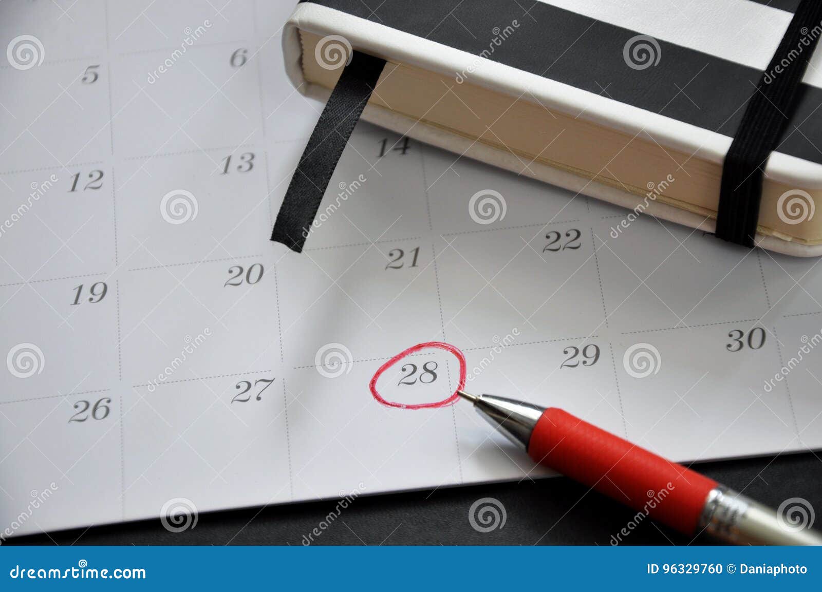 Red Circle Marked on Date 28 Stock Photo - Image of personal, marked ...