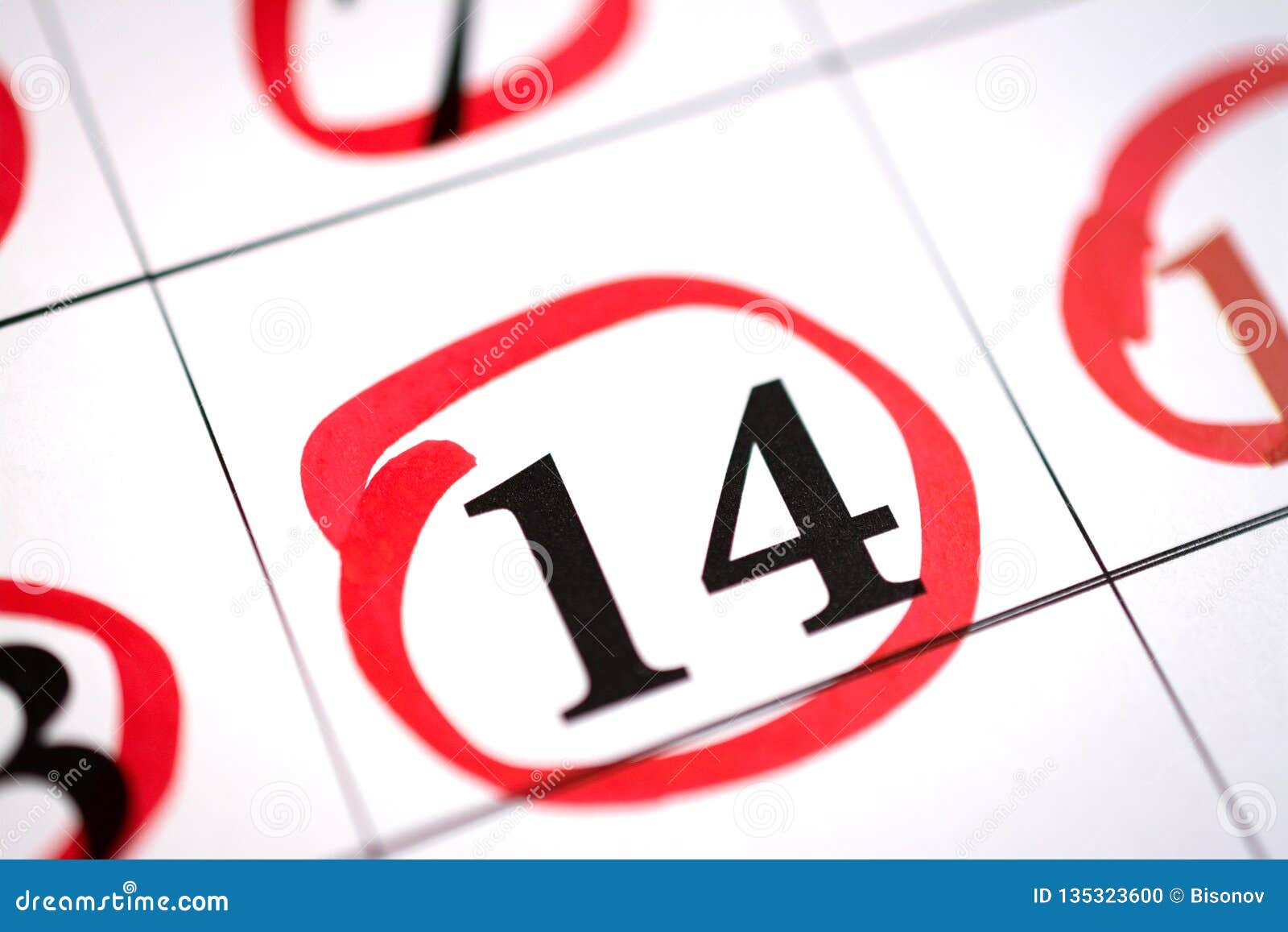 Red Circle Marked with Pen on a Calendar Sheet Stock Photo - Image of ...