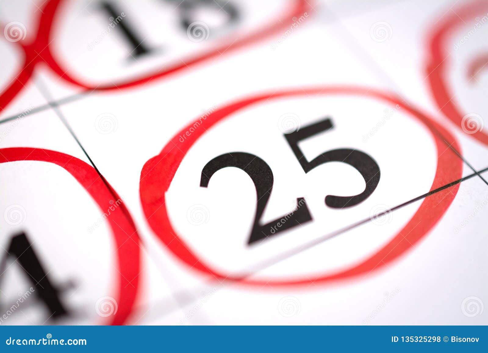 Red Circle Marked with Pen on a Calendar Sheet Stock Photo - Image of ...