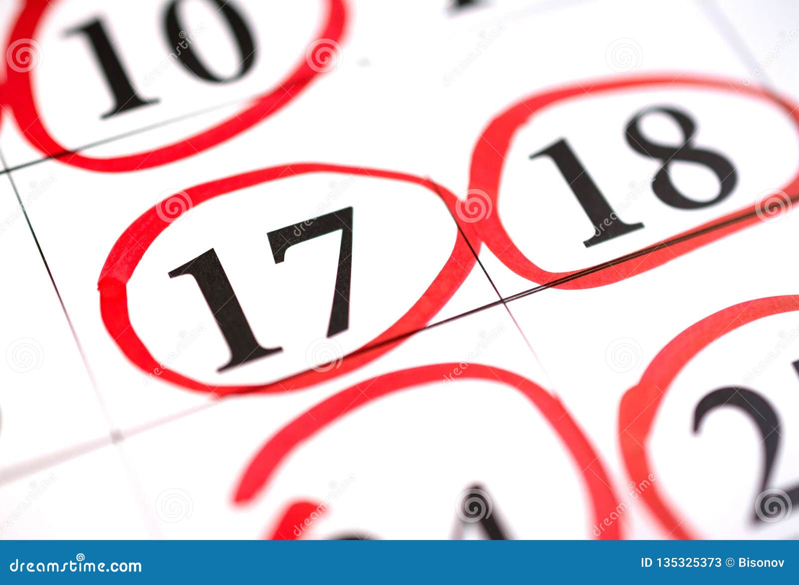 Red Circle Marked with Pen on a Calendar Sheet Stock Image - Image of ...