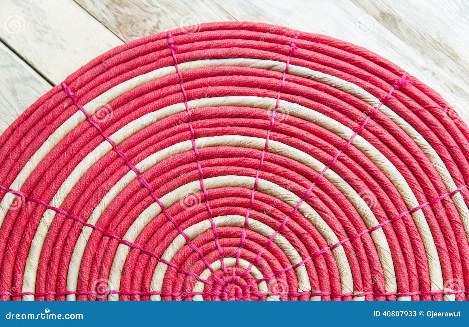 Red Circle Mat on Wooden Floor Stock Image - Image of rainbow, rough ...