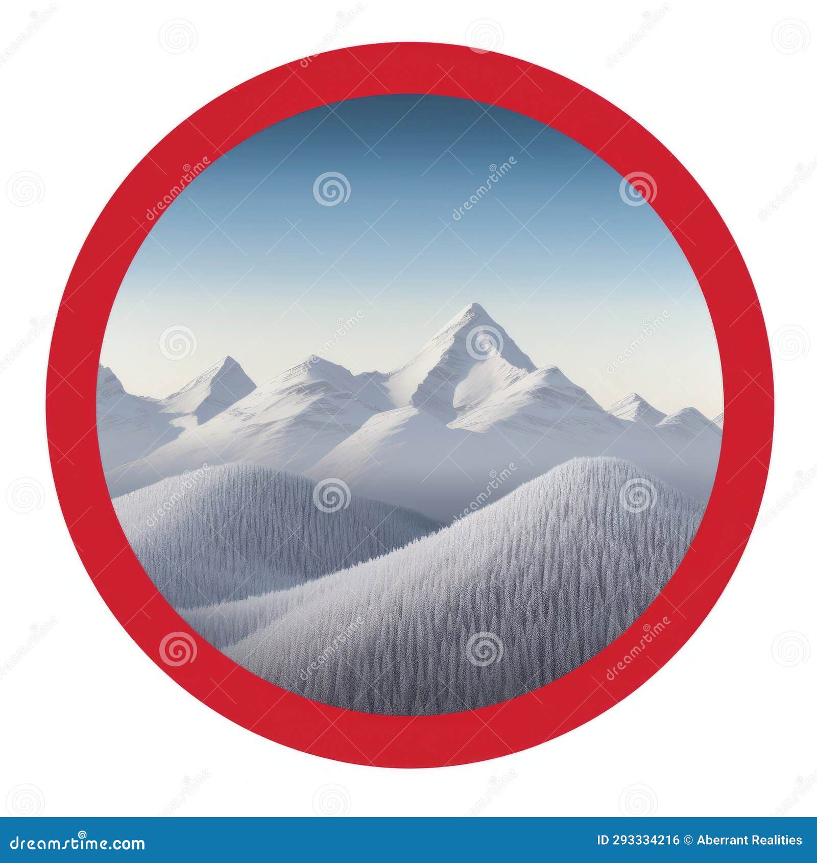 A Red Circle with Mountains in the Background Stock Illustration ...