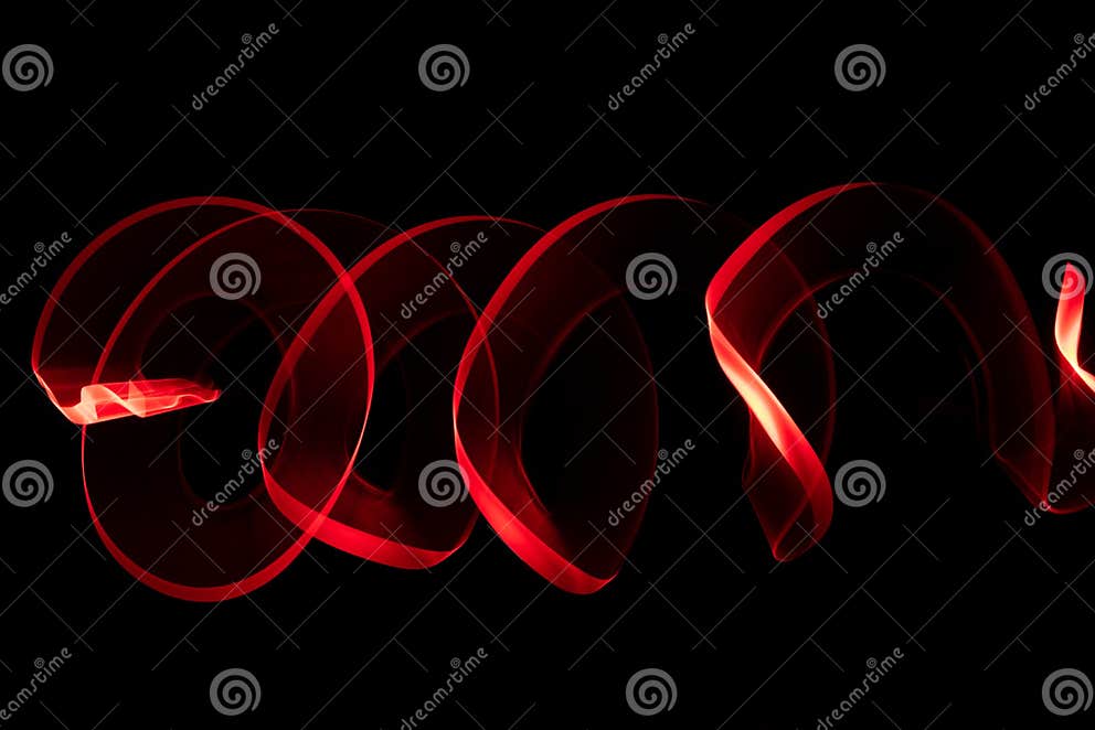 Red Circle Moving Light Trails on Black Background. Stock Photo - Image ...