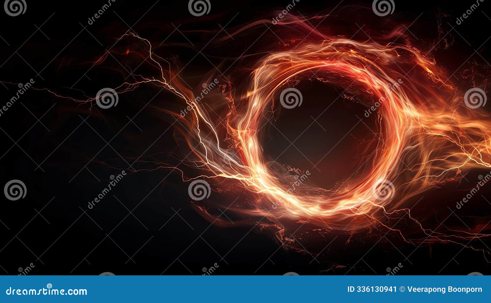 Red Circle with Plasma Lightning Particle Effect, Swirling Glow ...