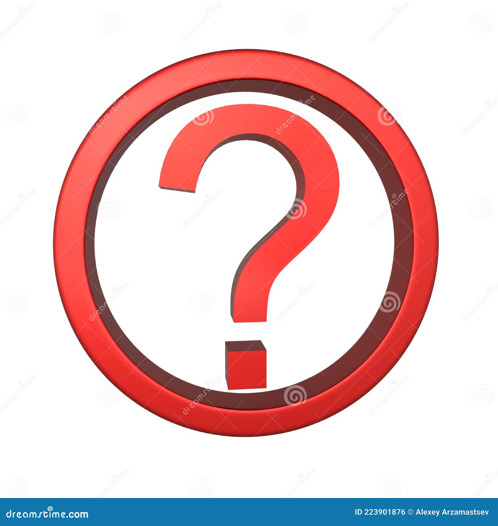 Red Circle with a Question Mark Inside. 3D Rendering. Blank for Design ...