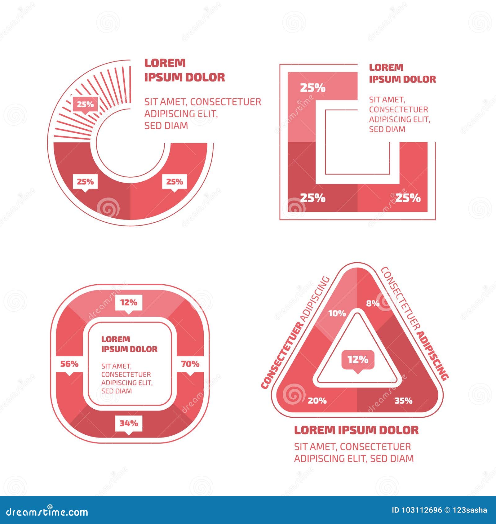 Circle and Square Charts for Infographics Stock Vector - Illustration ...