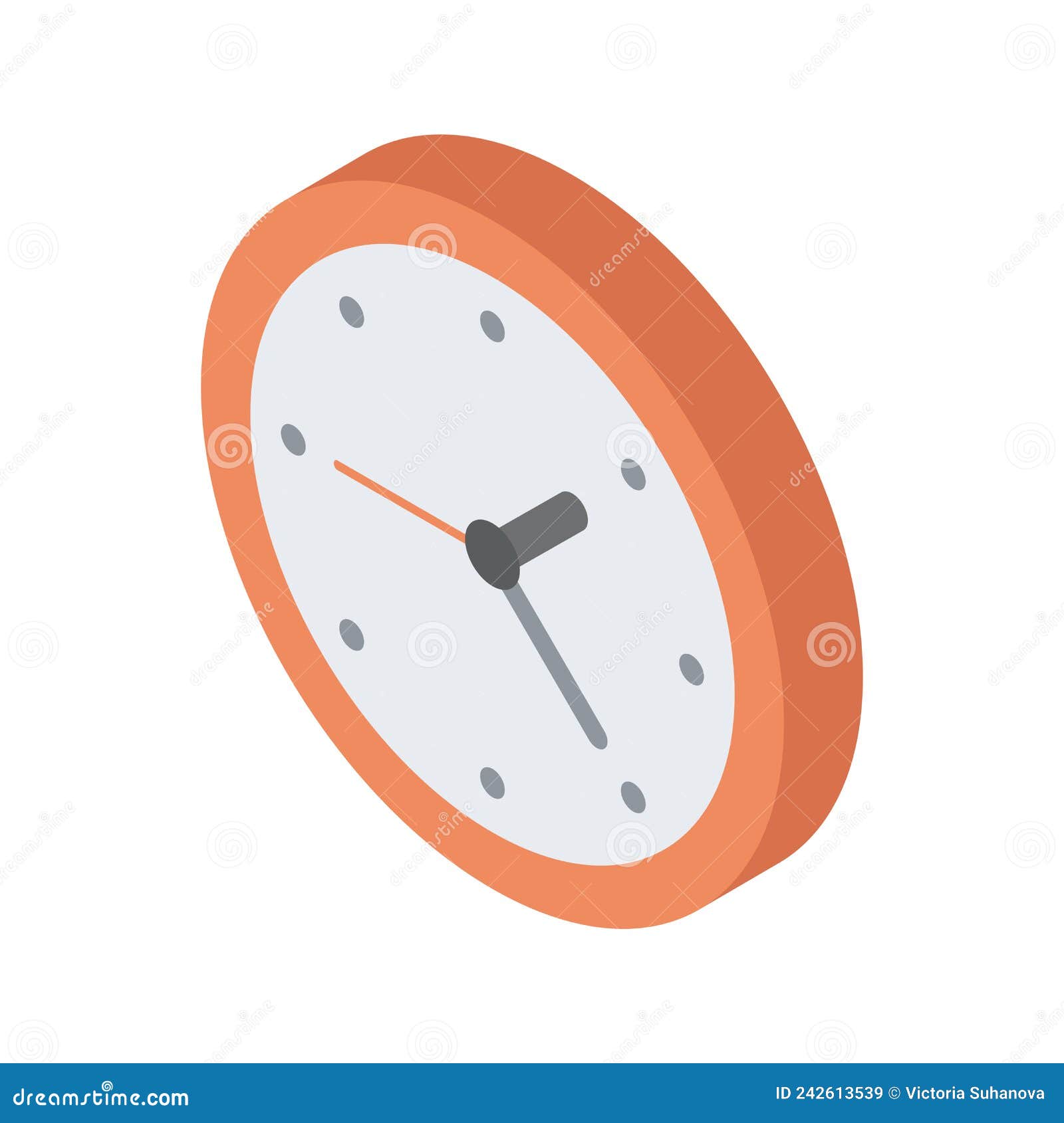 Red Circle Wall Watch with Arrows Isometric Vector Illustration ...