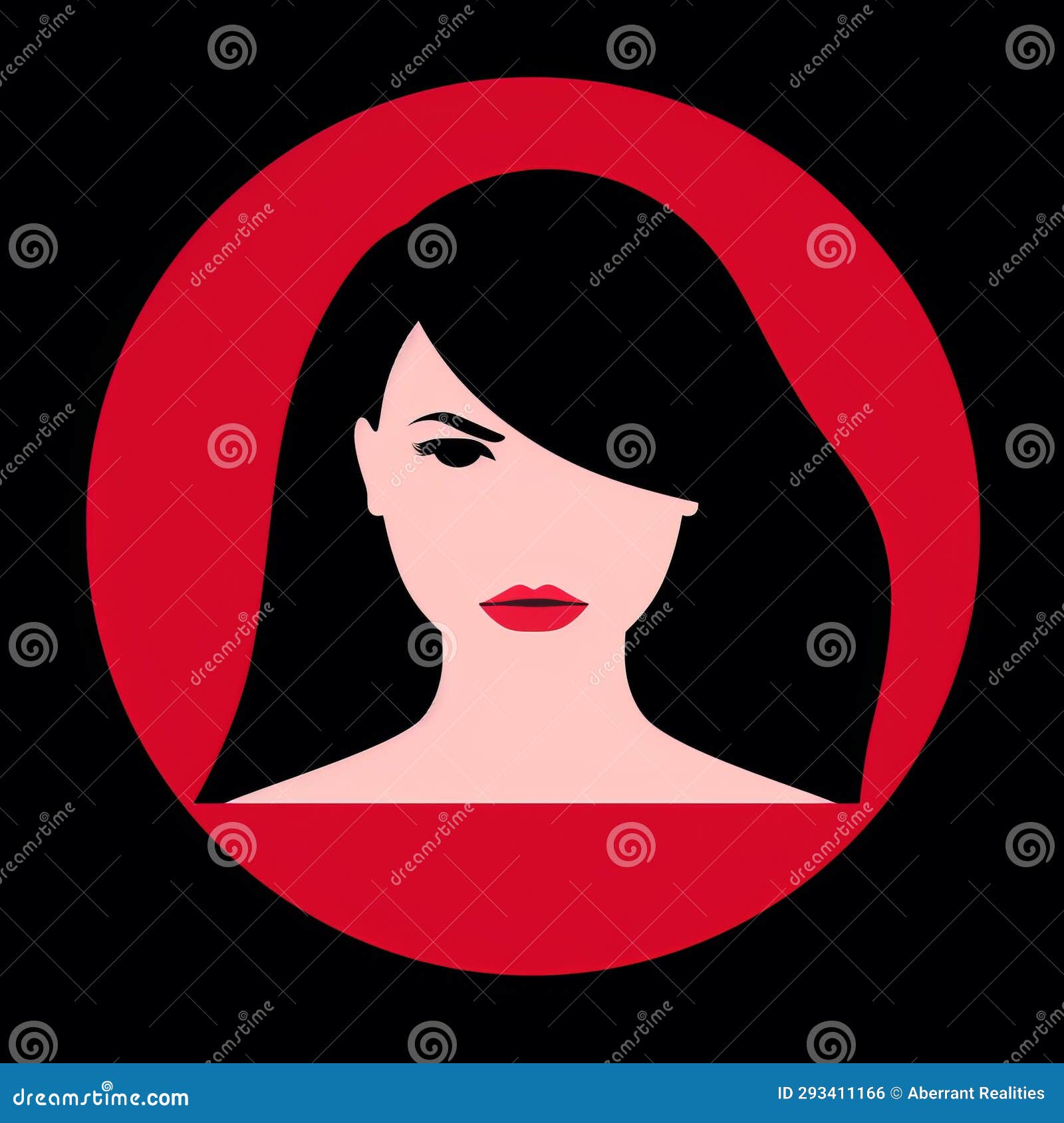 A Red Circle with a Womans Face in it Stock Illustration - Illustration ...