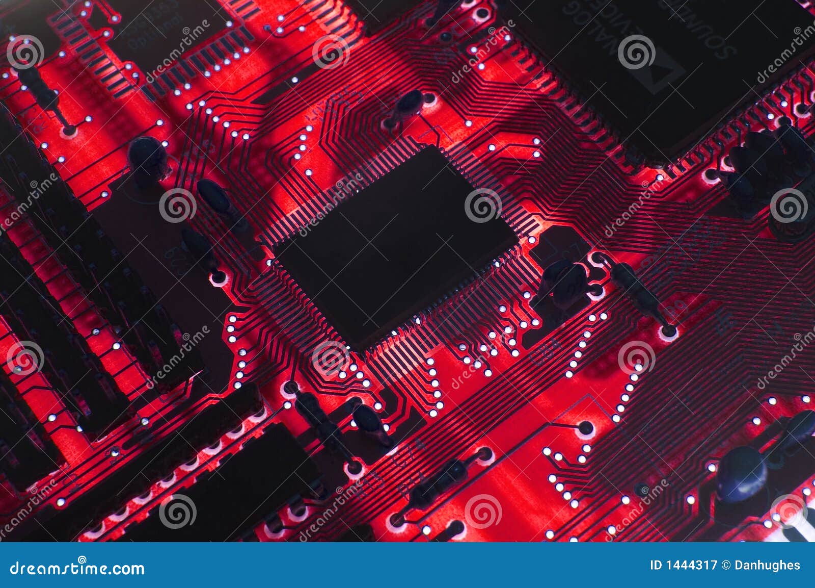 Red Circuit board stock image. Image of processor, micro - 1444317