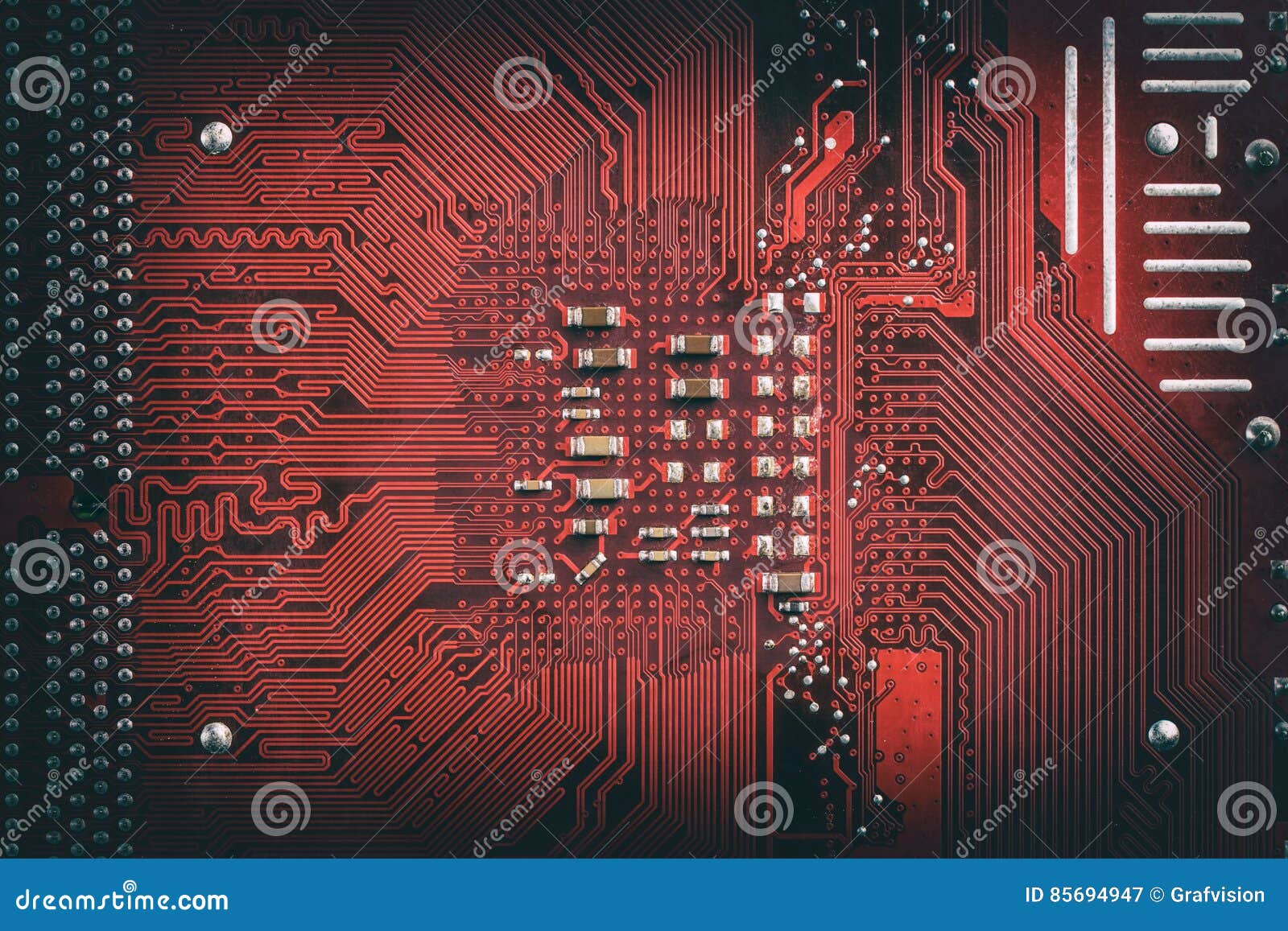 Red circuit board stock image. Image of electricity, chip - 85694947