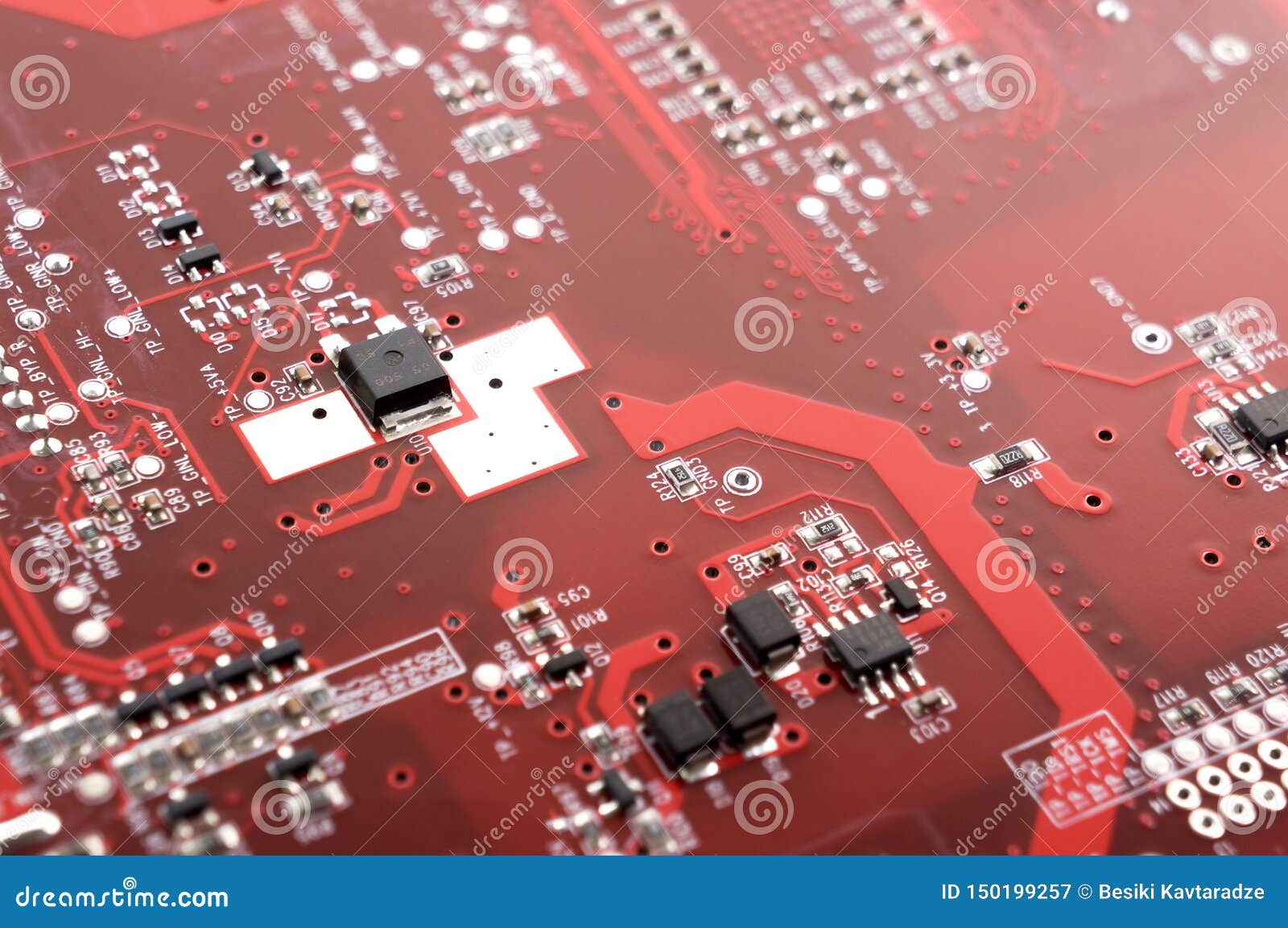 Red Circuit Board with Electronic Components. Electronic Circuit Board ...