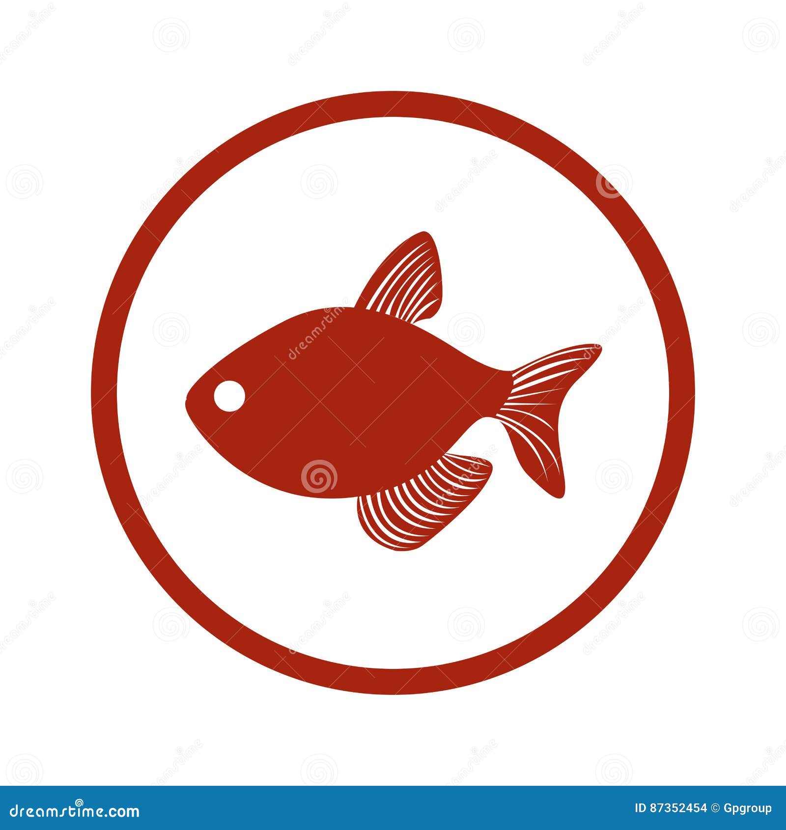 Red Circular Border with Fish Stock Illustration - Illustration of ...
