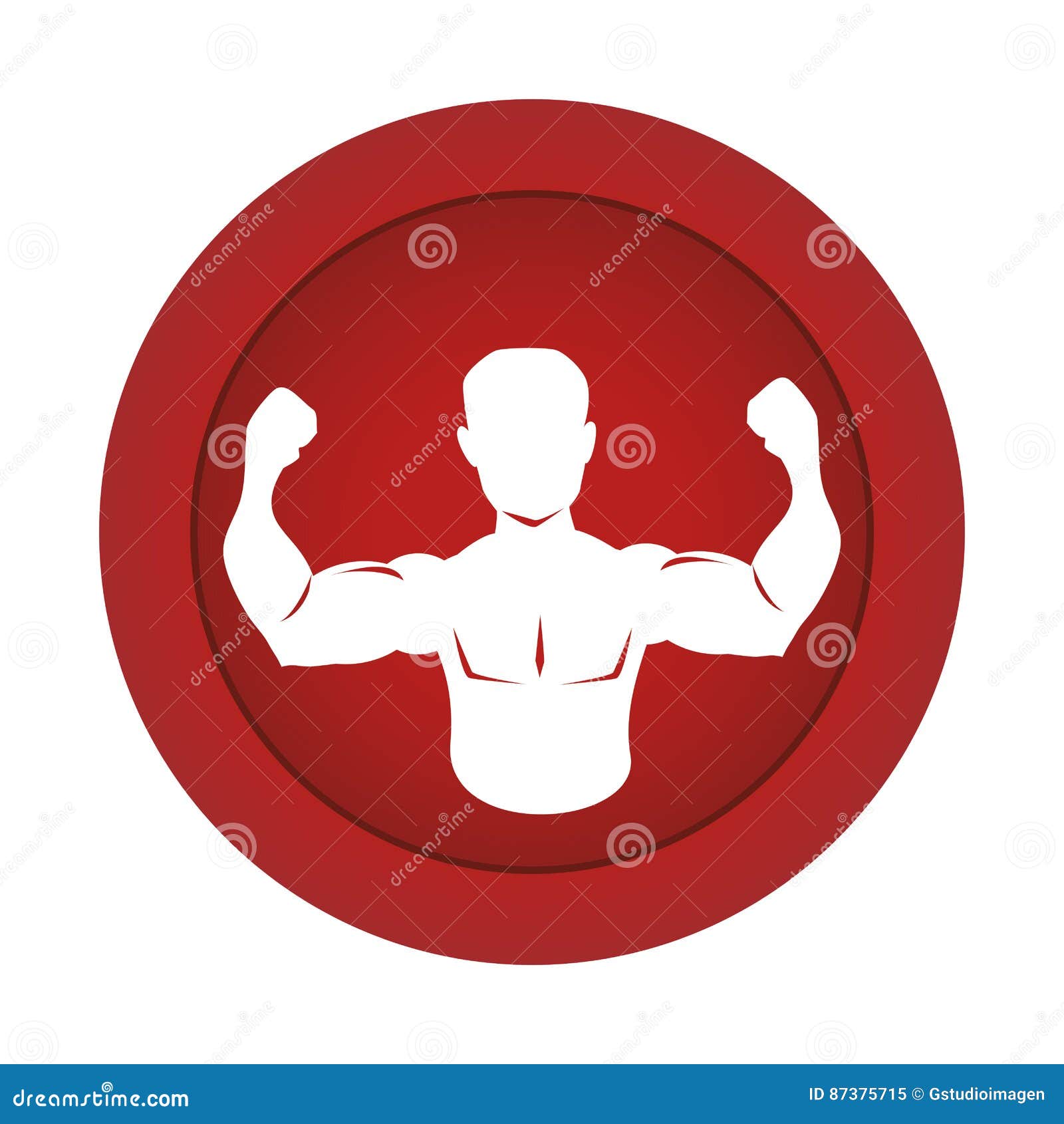 Red Circular Border Silhouette Half Body Muscle Man Stock Vector ...