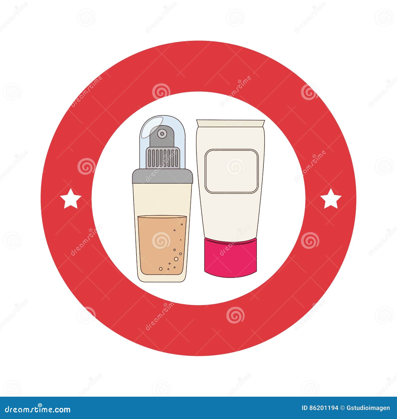 Red Circular Border with Spray with Cream Bottle Stock Vector ...