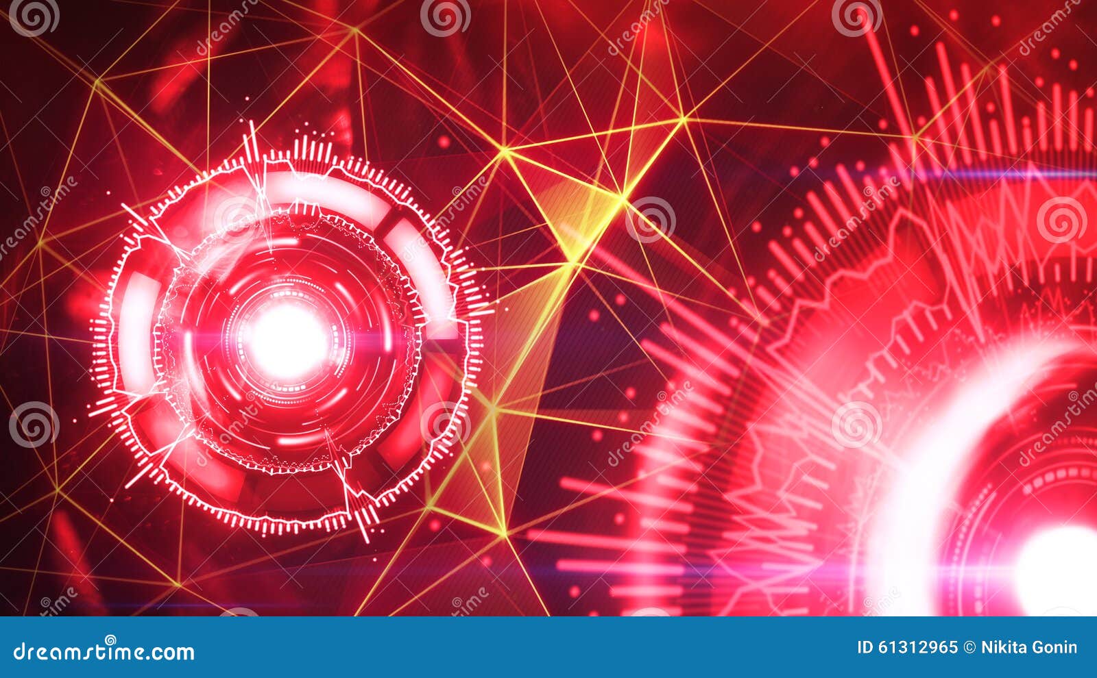 Red Circular Elements Futuristic Background Stock Illustration ...
