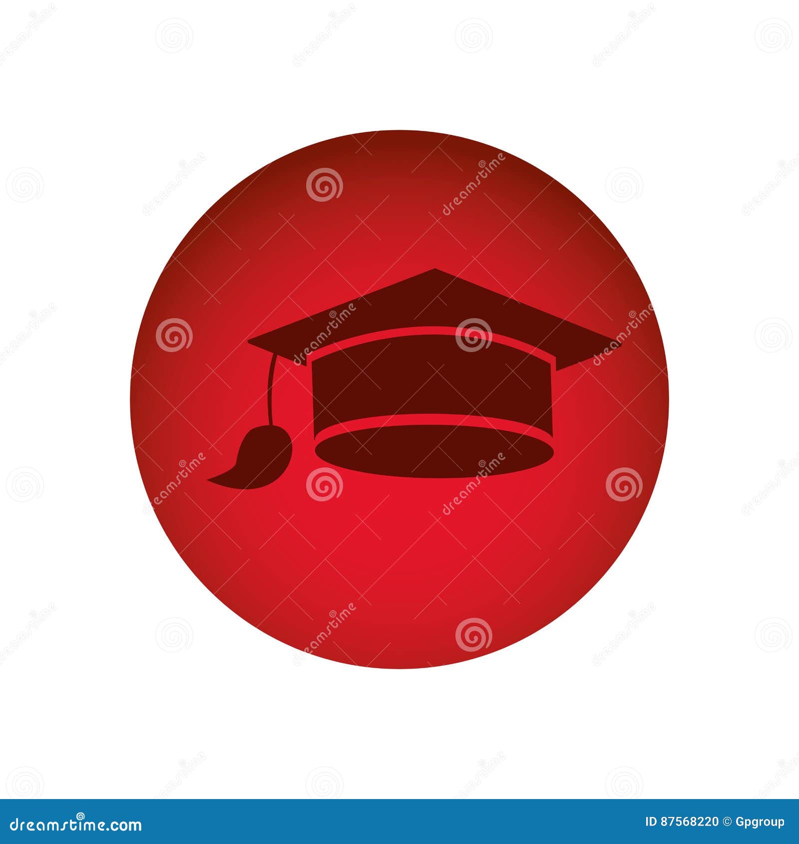 Red Circular Frame with Graduation Cap Stock Illustration ...