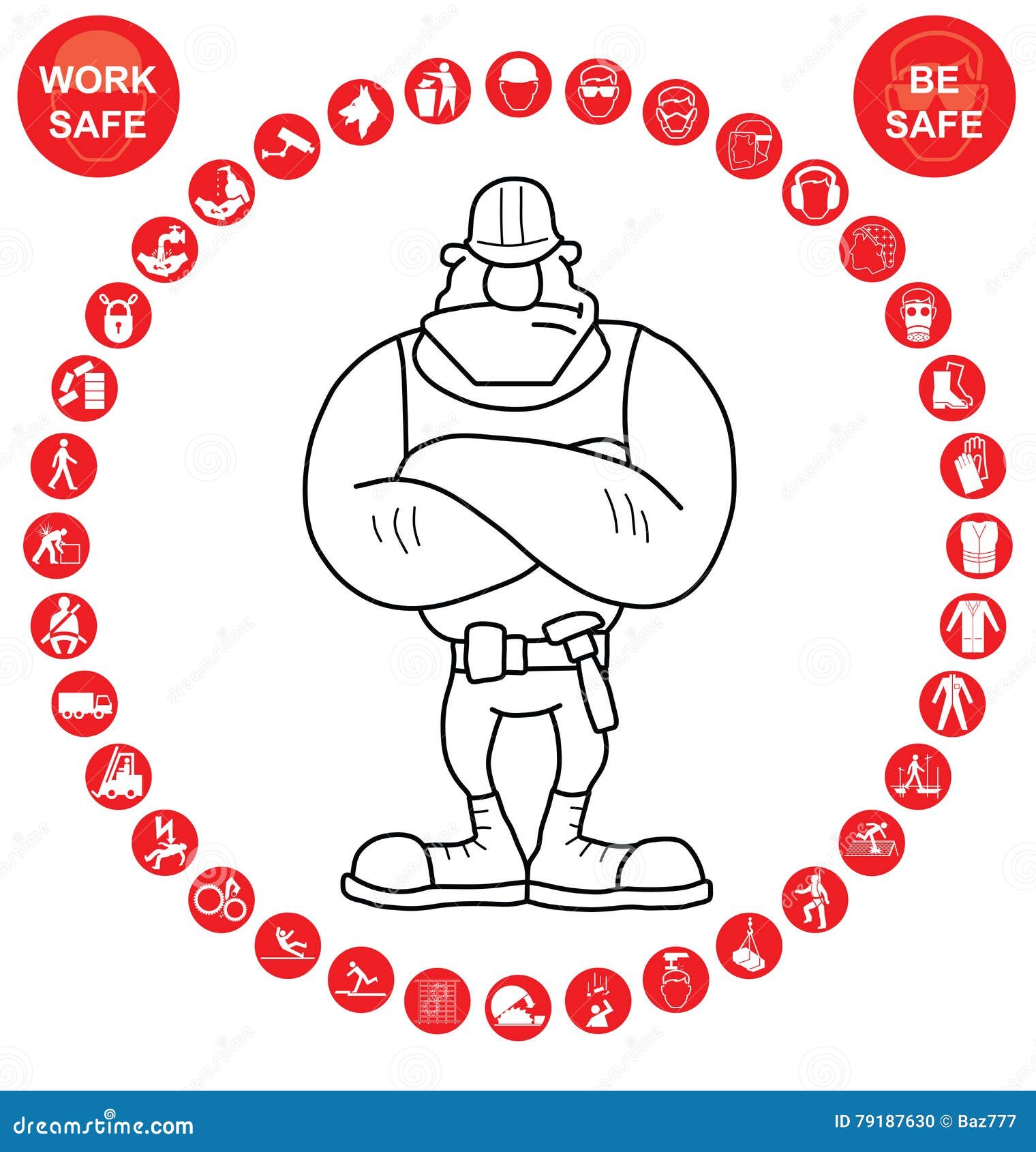 Red Circular Health and Safety Icon Collection Stock Vector ...
