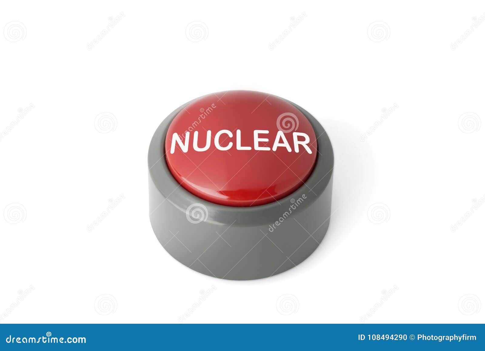 Red Circular Push Button Labeled `Nuclear` on White Background Stock ...