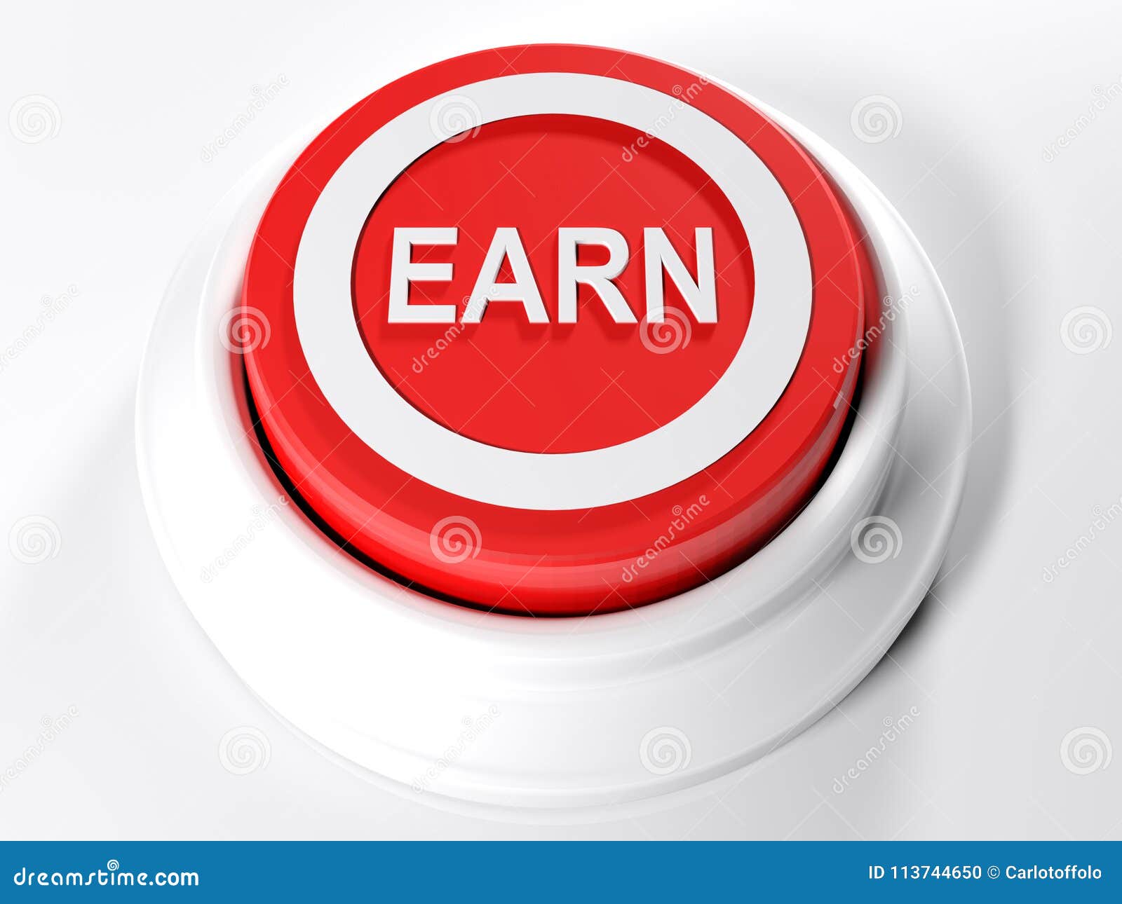 Earn Red Circular Push Button - 3D Rendering Stock Illustration ...