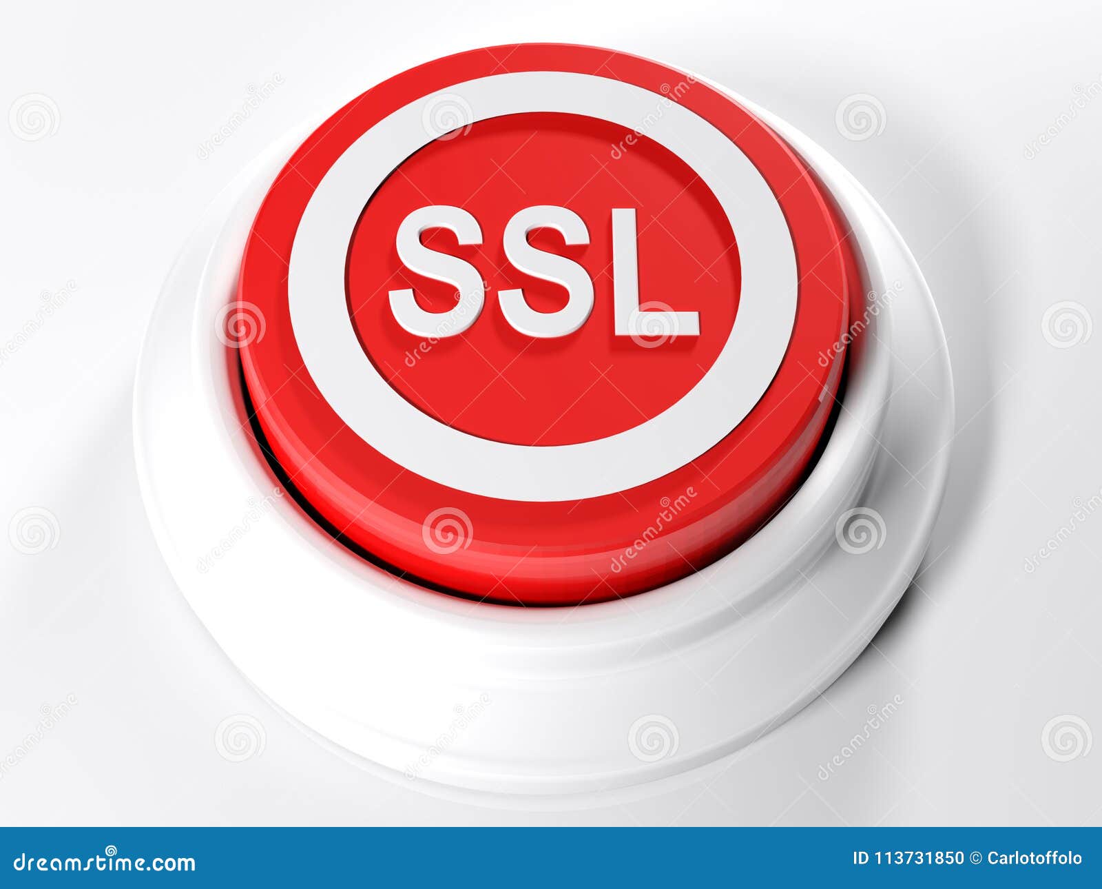 SSL Red Circular Push Button - 3D Rendering Stock Illustration ...