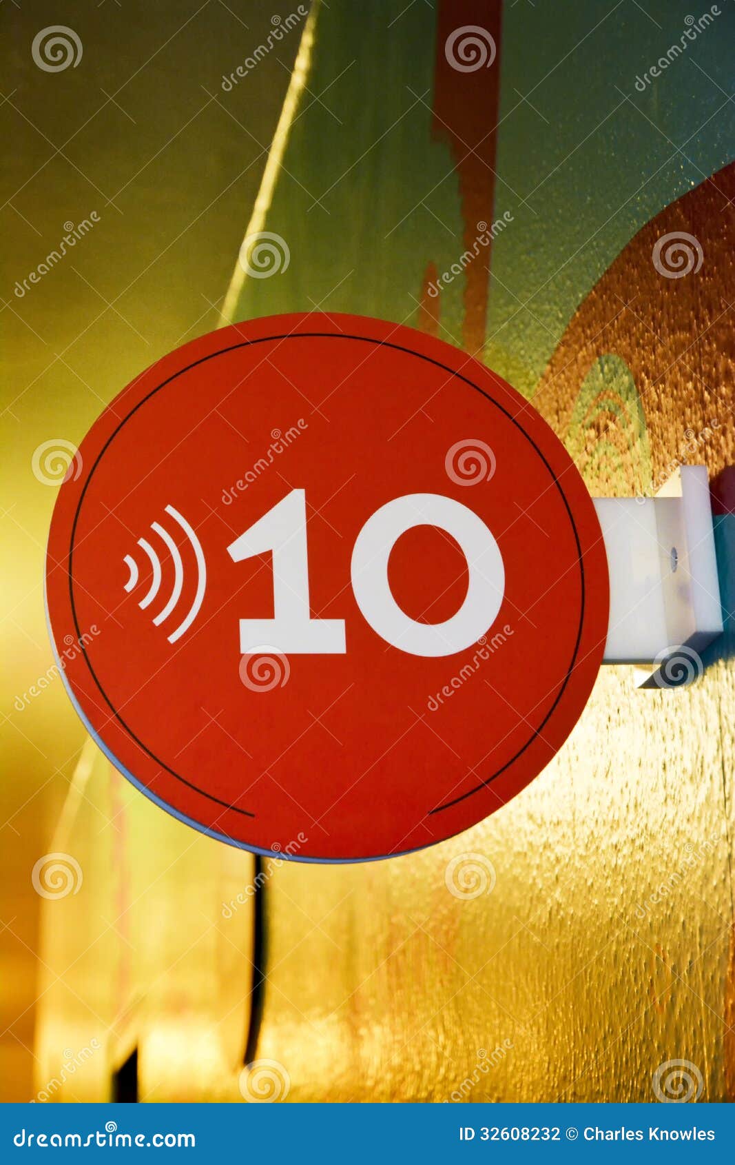 Red Circular Sign with the Number Ten on it Stock Photo - Image of ...