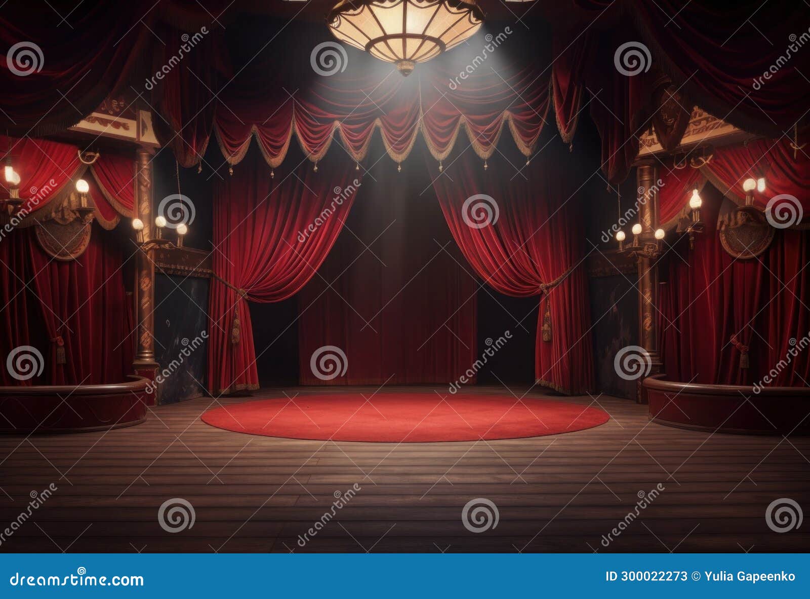 A Red Circus Theatre Set with a Backdrop and Curtains Stock Image ...