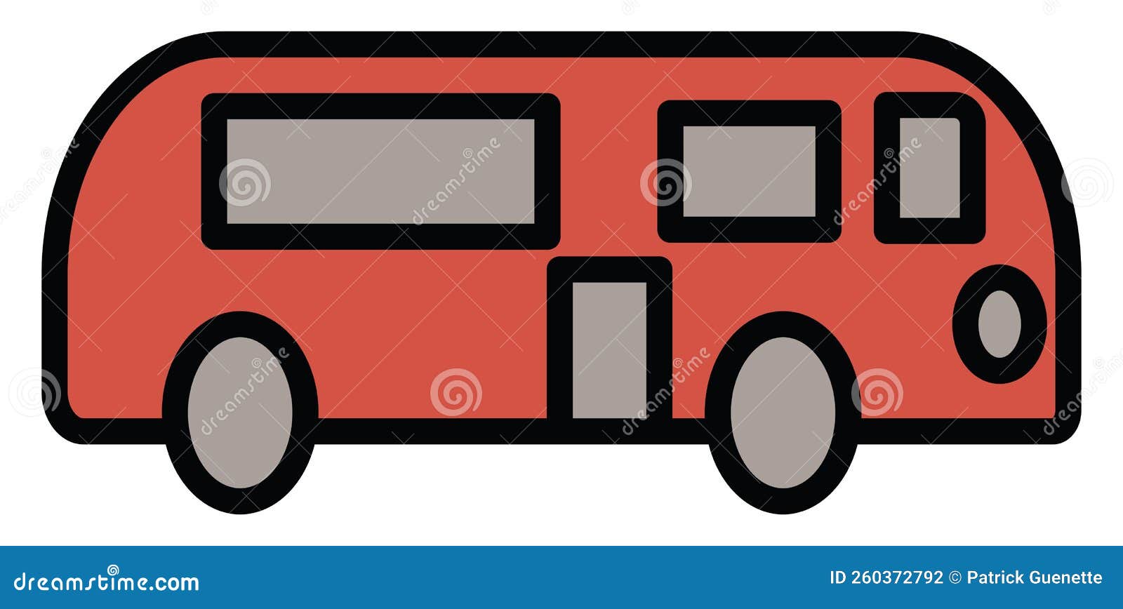 Red city bus, icon stock vector. Illustration of caution - 260372792