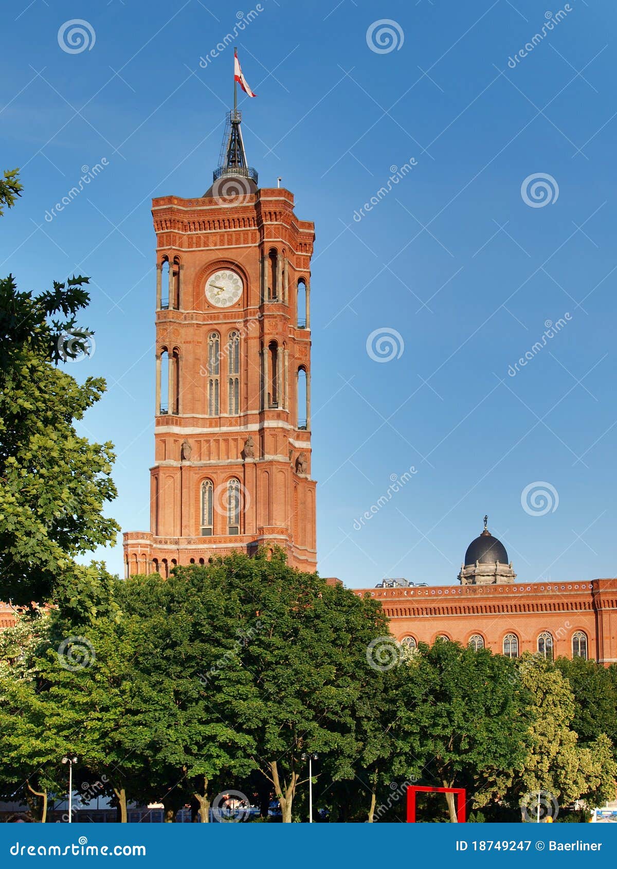 Red city hall stock image. Image of bright, europe, downtown - 18749247