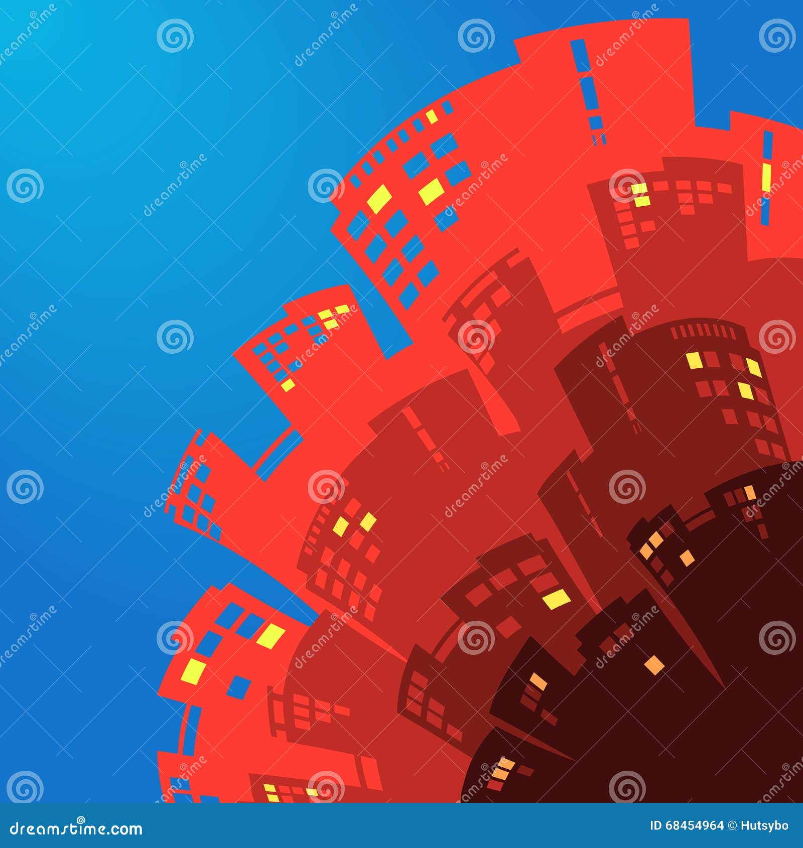 Red city stock vector. Illustration of city, dark, house - 68454964