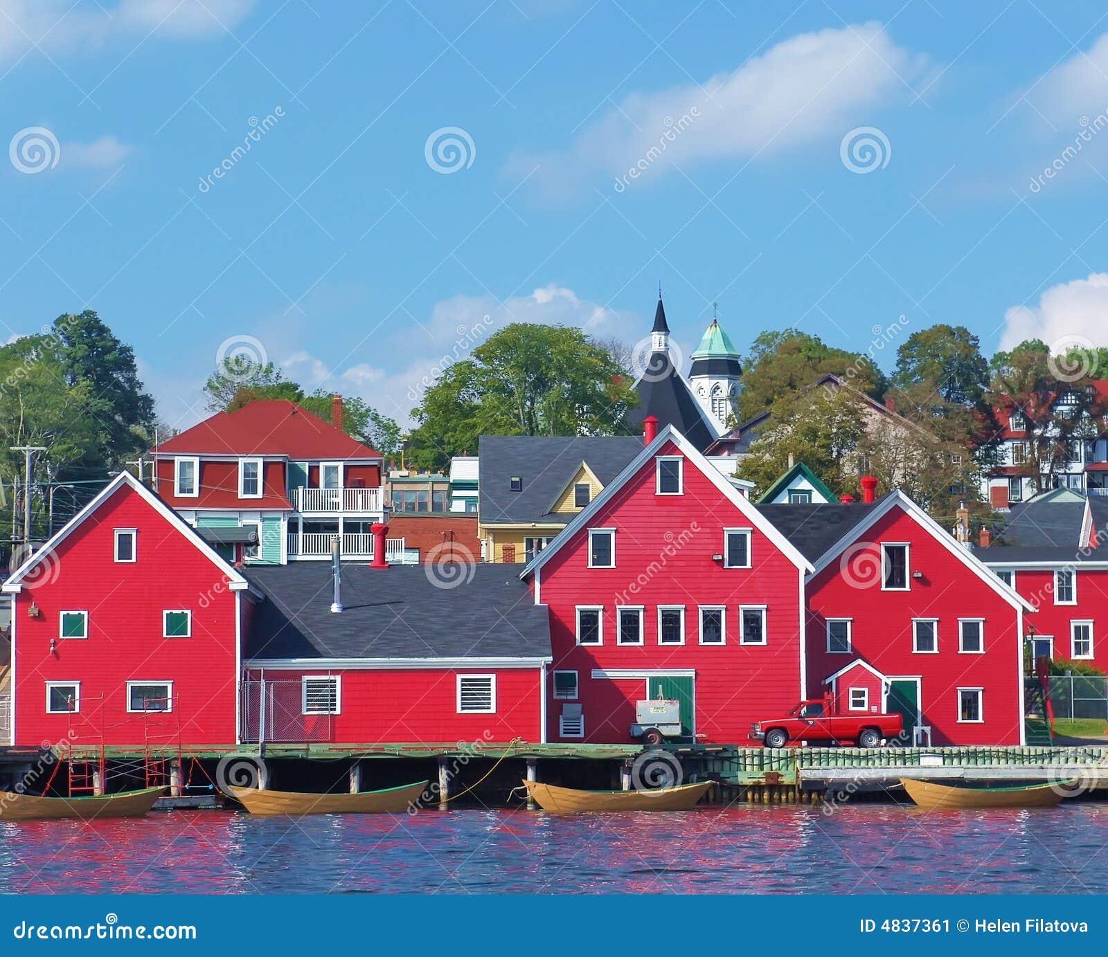 Red City Waterfront Life stock image. Image of cityscape - 4837361