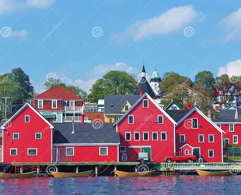 Red City Waterfront Life stock image. Image of cityscape - 4837361