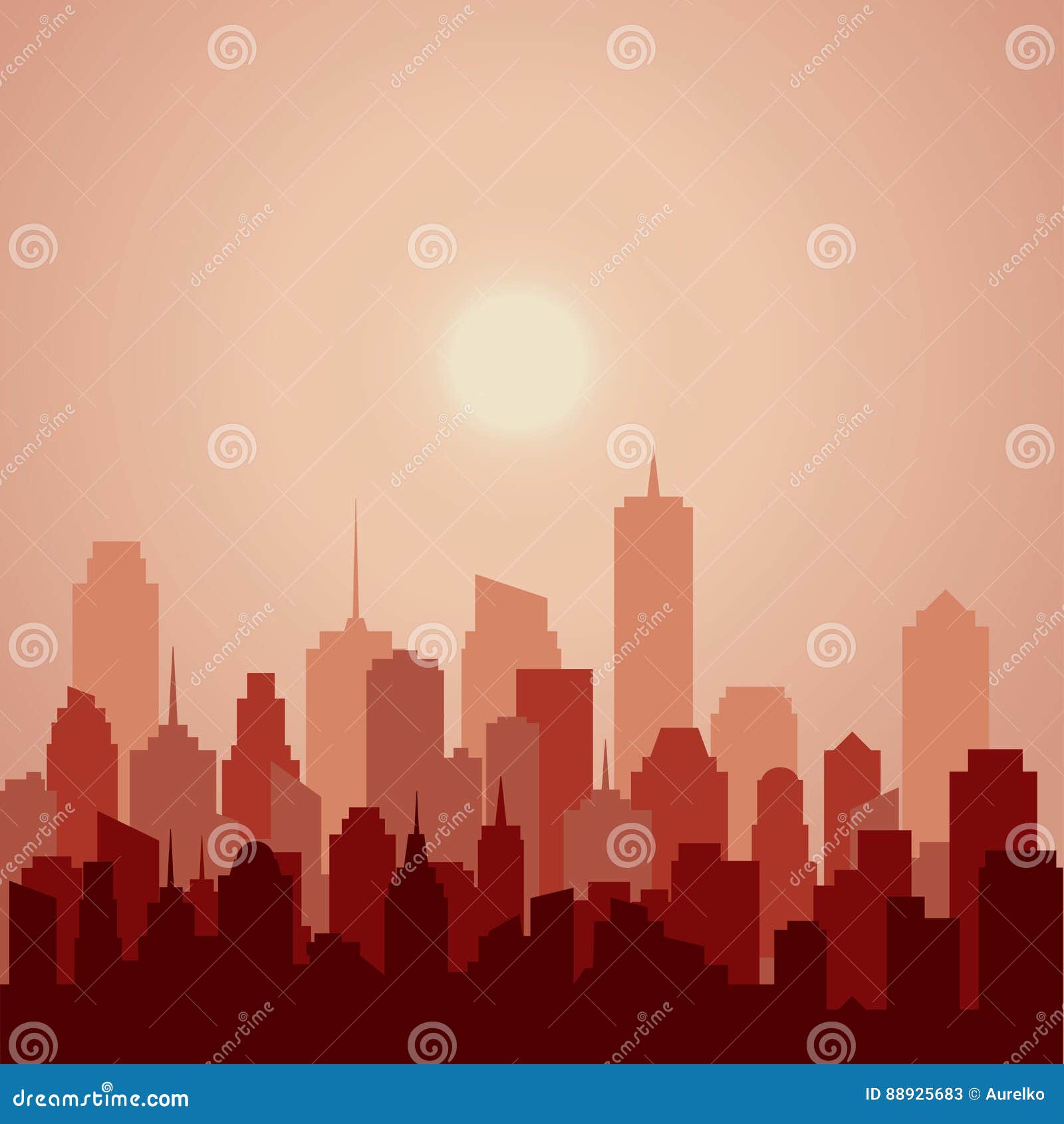 Red cityscape stock vector. Illustration of manhattan - 88925683