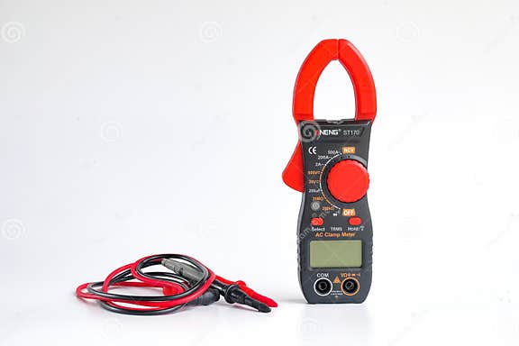 Red Clamp Multimeter Measuring Tool. Clipping Path Stock Photo - Image ...