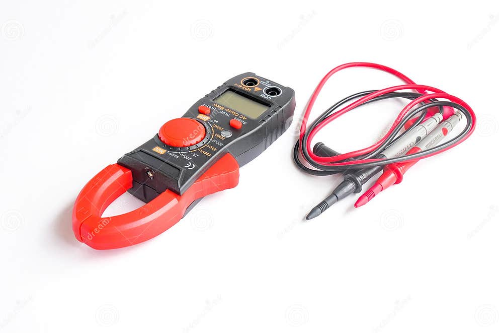 Red Clamp Multimeter Measuring Tool Stock Photo - Image of resistance ...