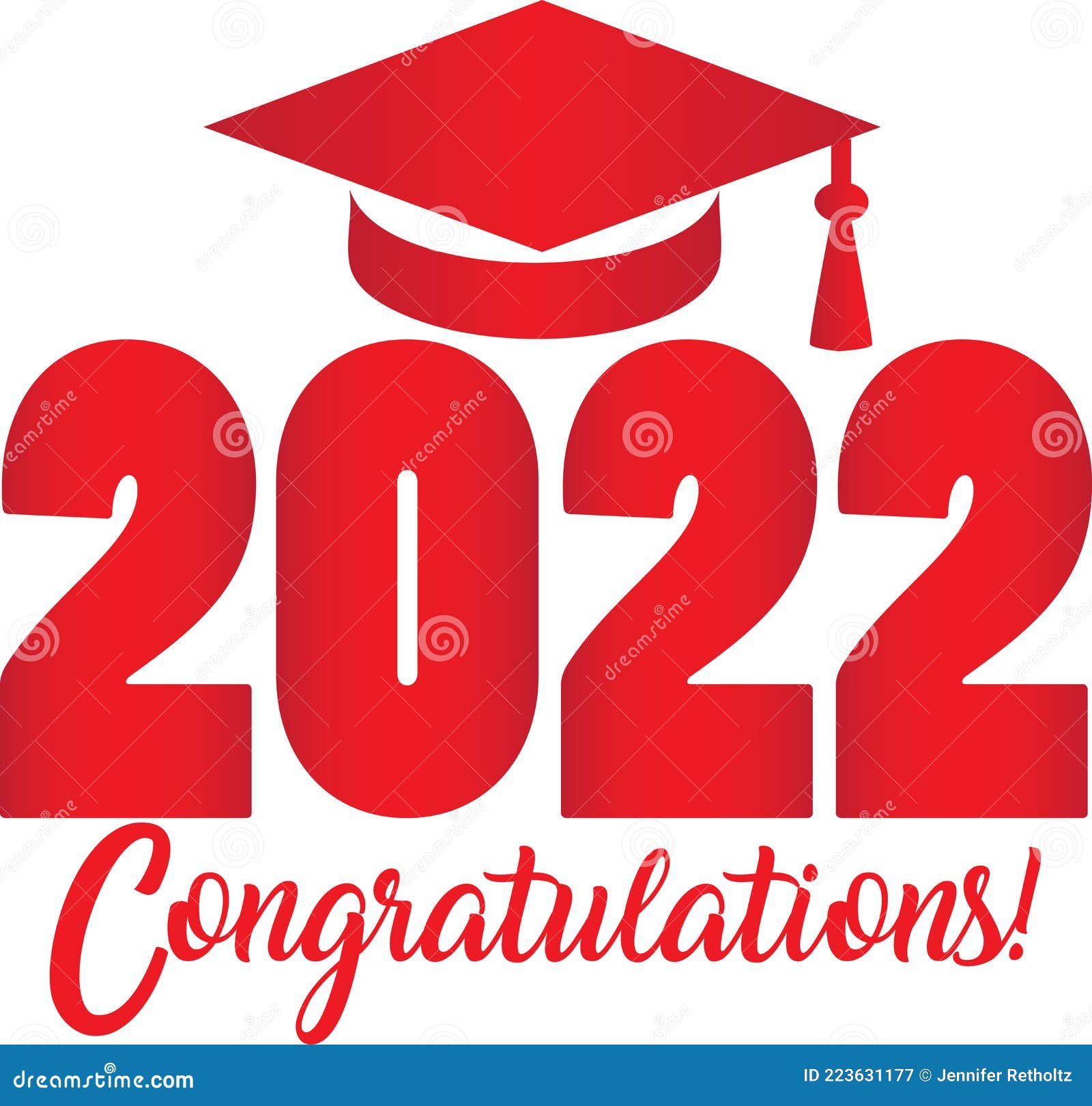 Red Class of 2022 Congratulations Graphic with Graduation Cap Stock ...